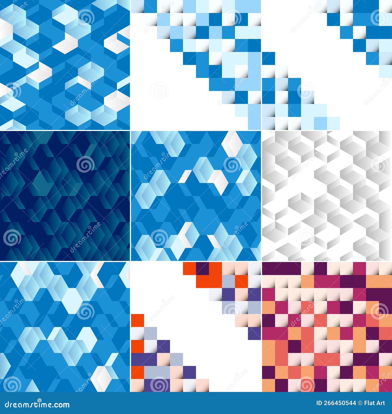 Seamless Pattern of Colorful Blocks with a Shadow Effect and a Gradient ...