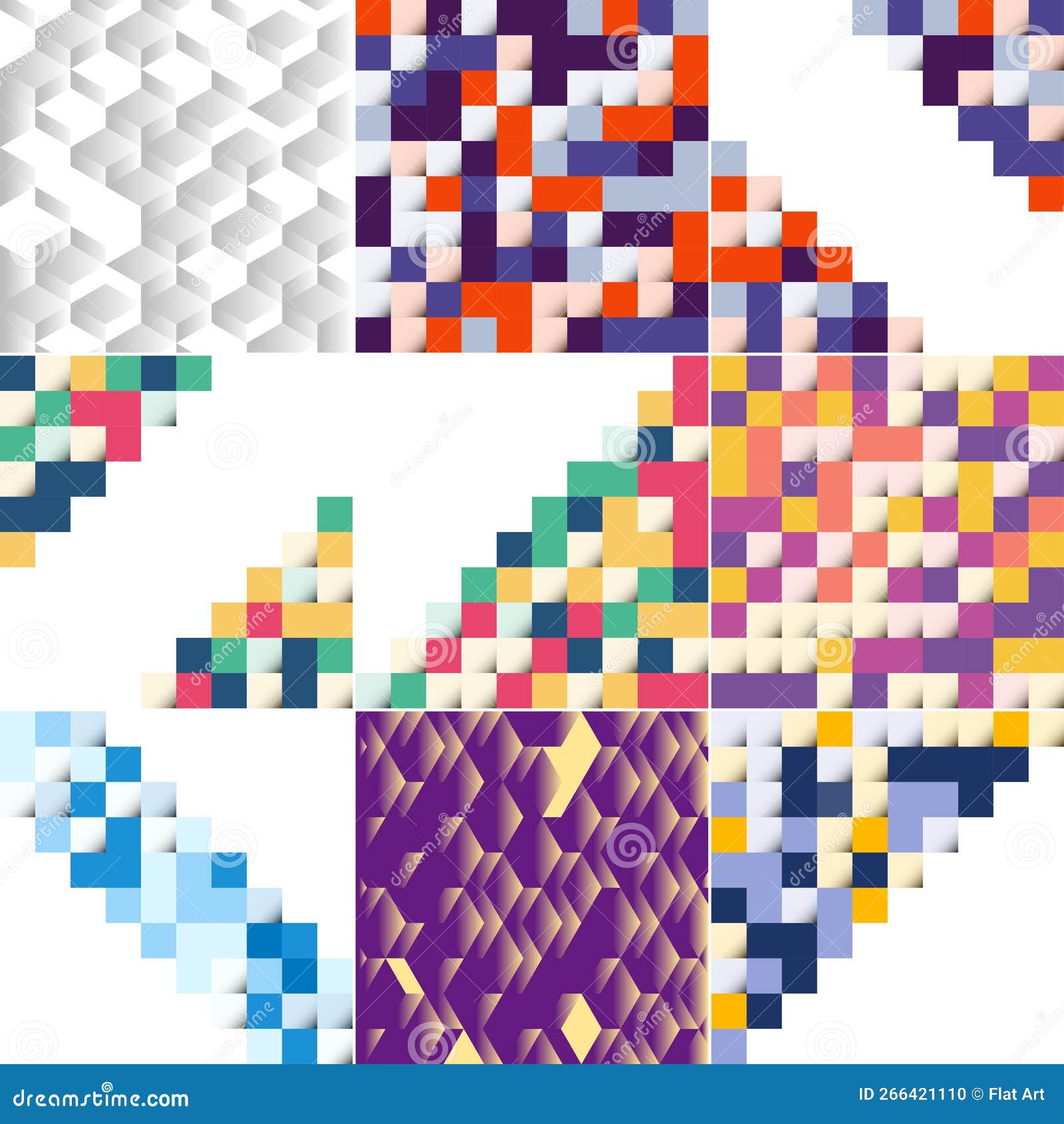Seamless Pattern of Colorful Blocks with Shadow EPS10 Vector; Pack of 9 ...