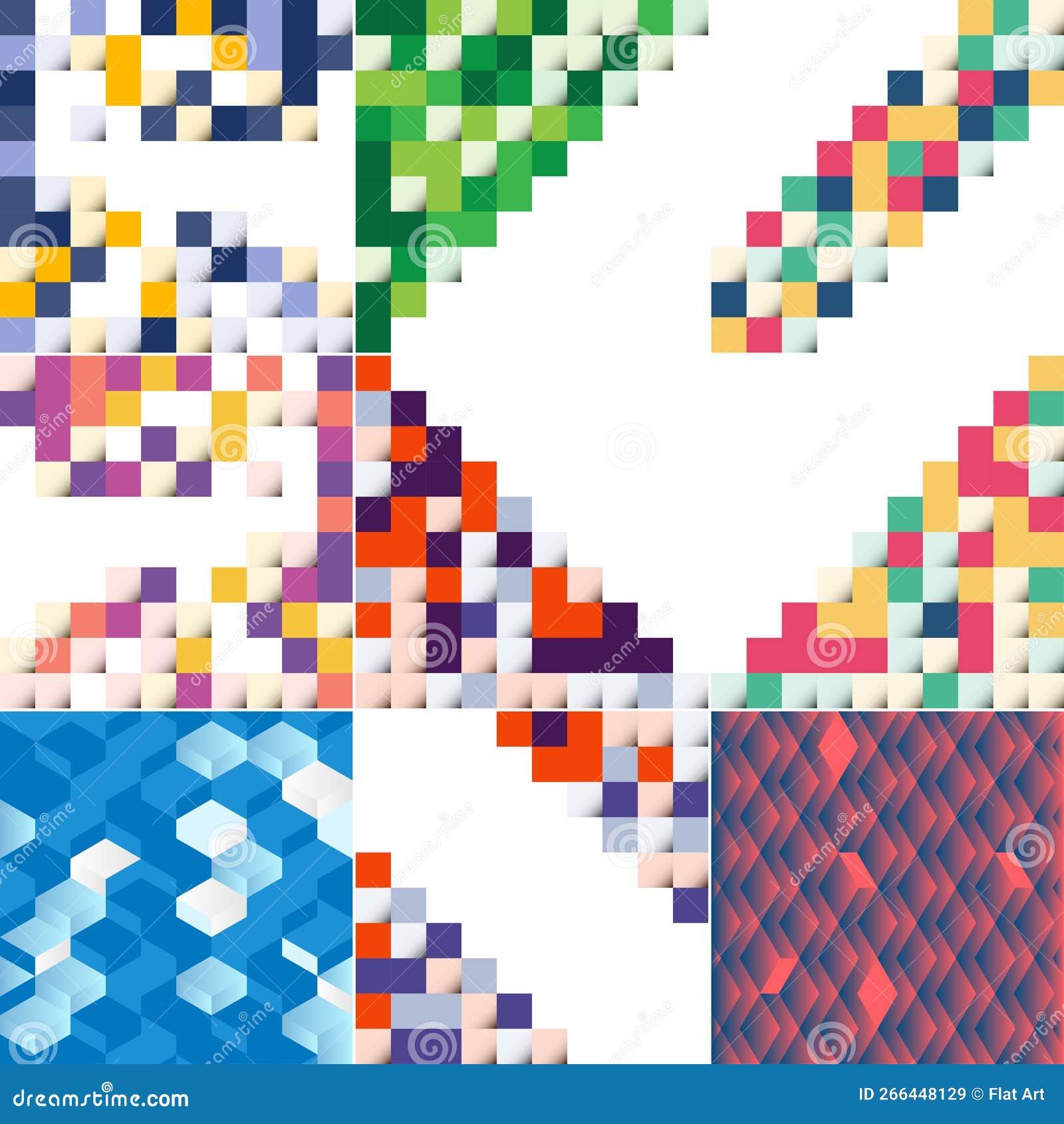 Seamless Pattern of Colorful Blocks with Shadow EPS10 Vector; Pack of 9 ...