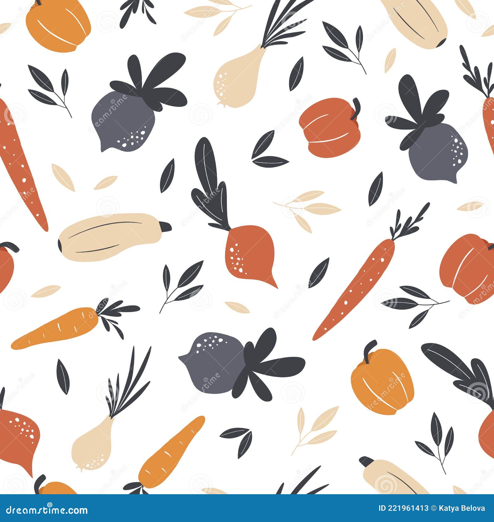 Seamless Pattern.Colorful Bright Vegetables on White Background for ...