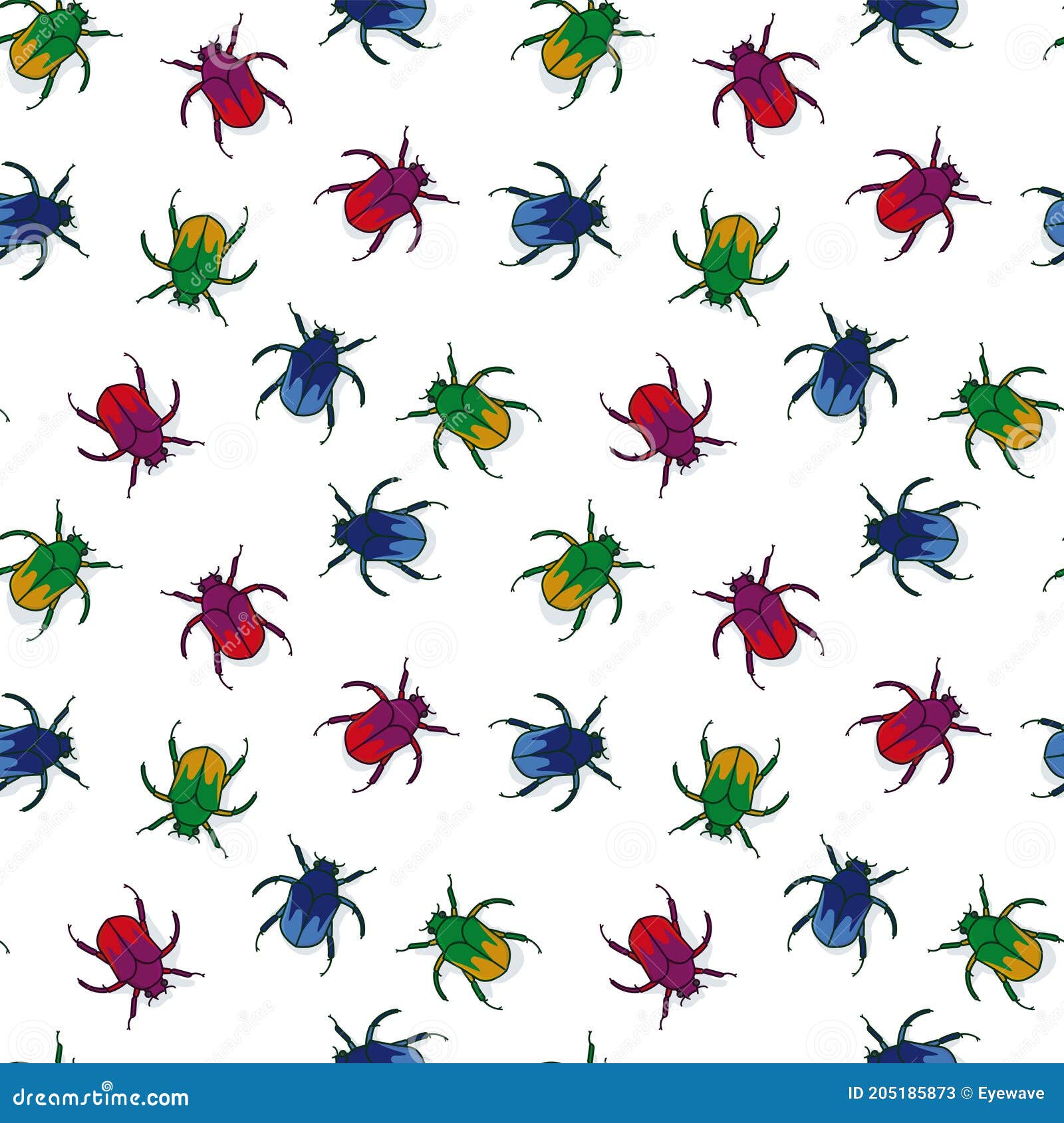 Seamless Pattern with Colorful Bugs Vector Illustration Stock Vector ...