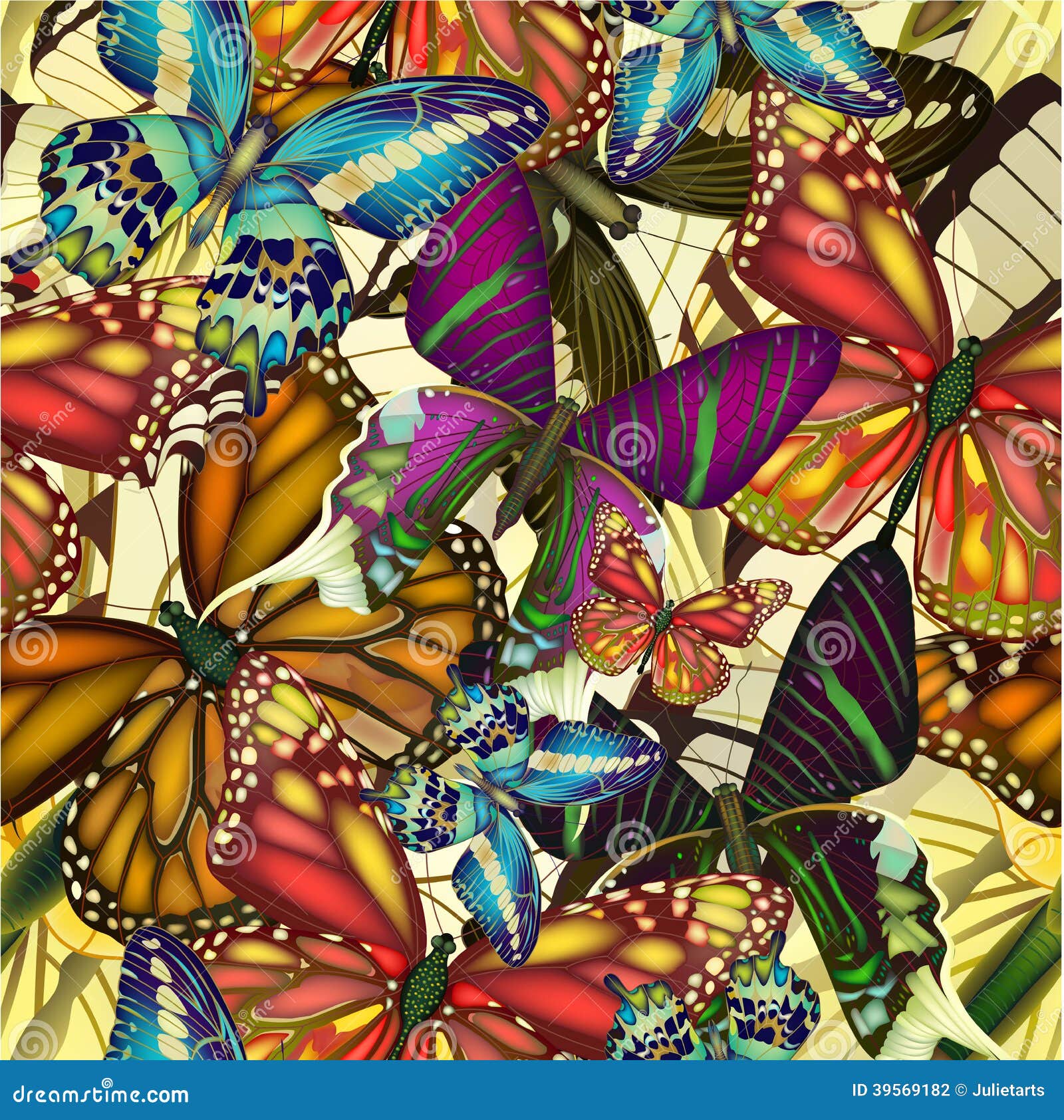 Seamless Pattern Colorful Butterflies. EPS10 Stock Vector ...