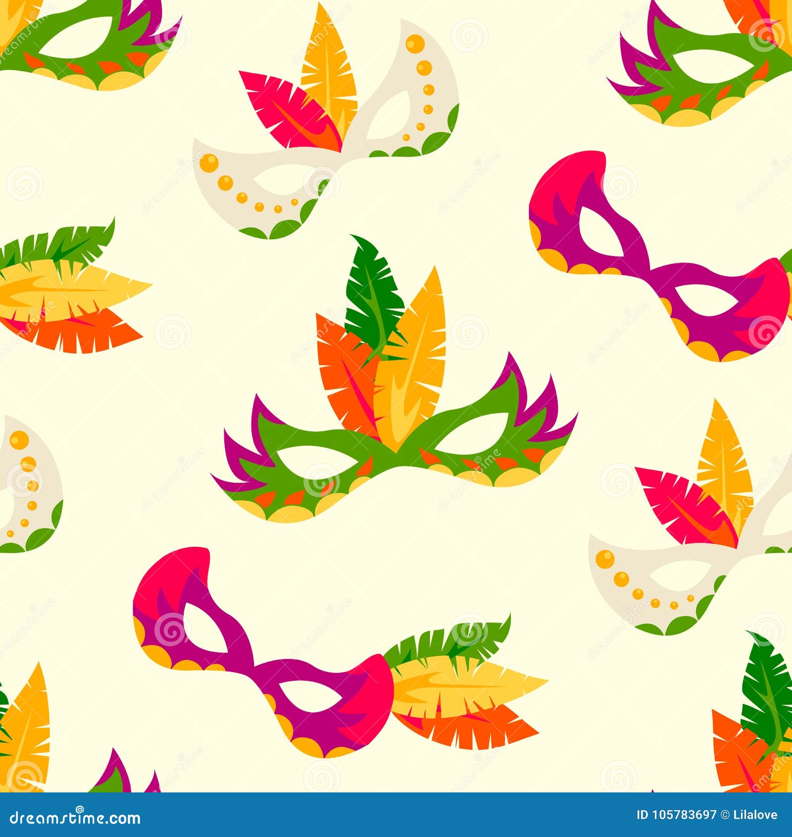 Seamless Pattern with Colorful Carnival Masks Stock Vector ...