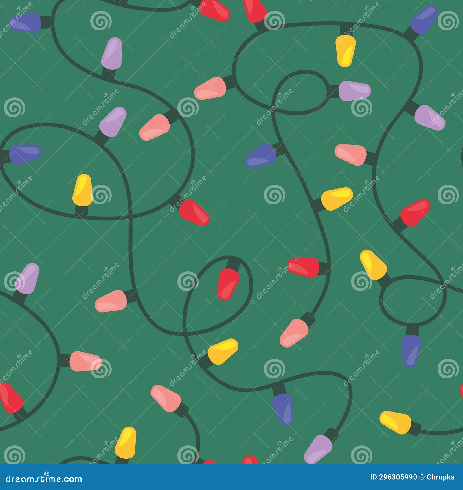 Seamless Pattern with Colorful Christmas Tree Lights Stock Vector ...