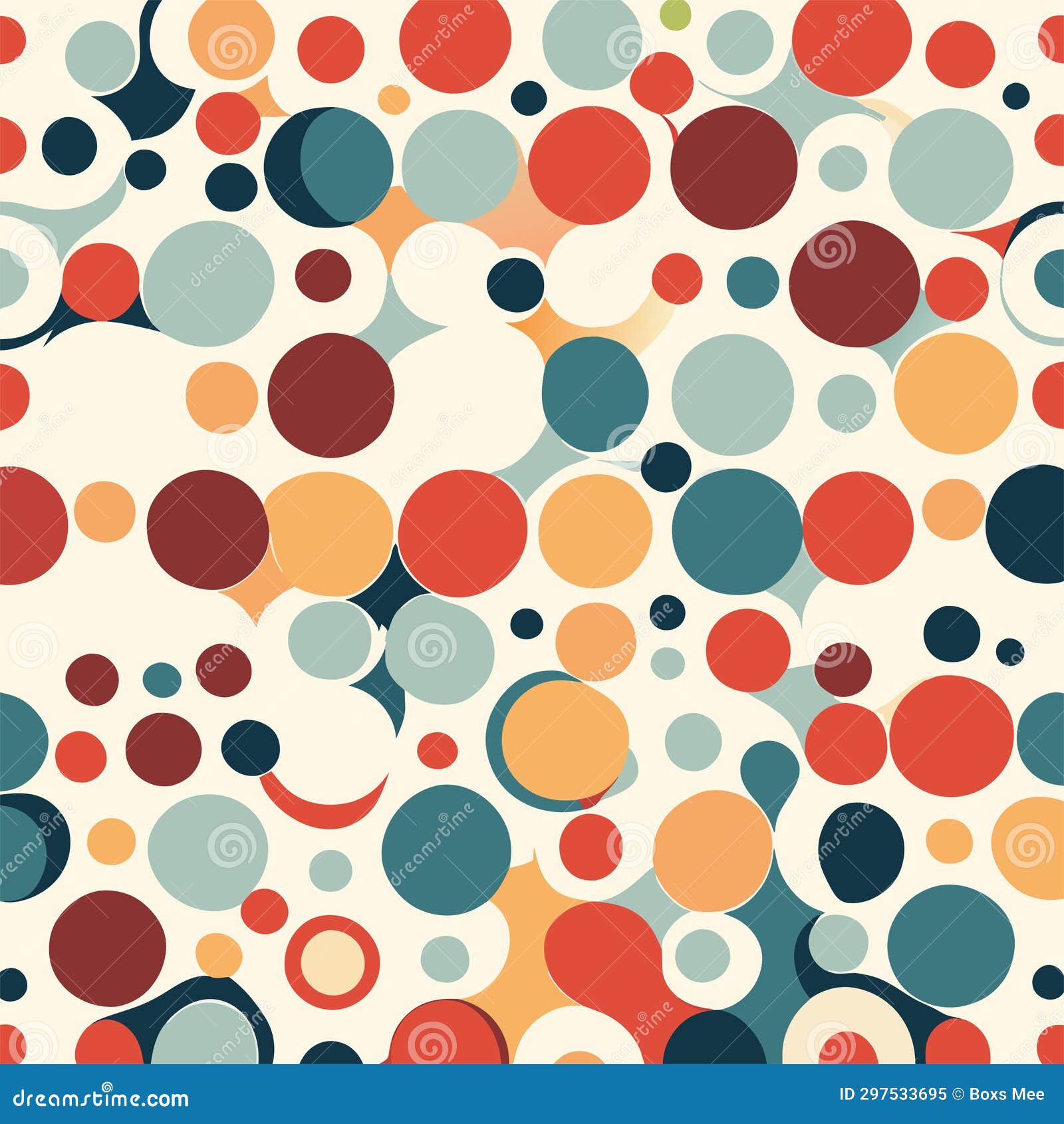 Seamless Pattern with Colorful Circles in Retro Style. Vector ...