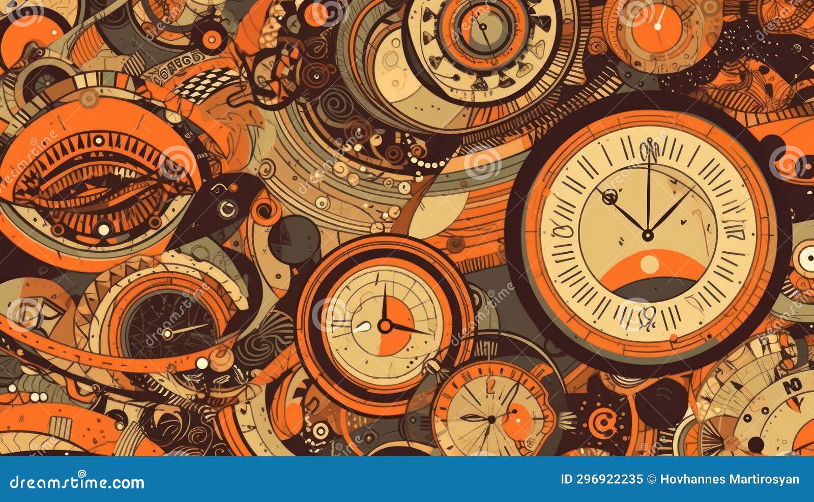 Seamless Pattern with Colorful Clocks. Watch Pattern. Time Pattern ...