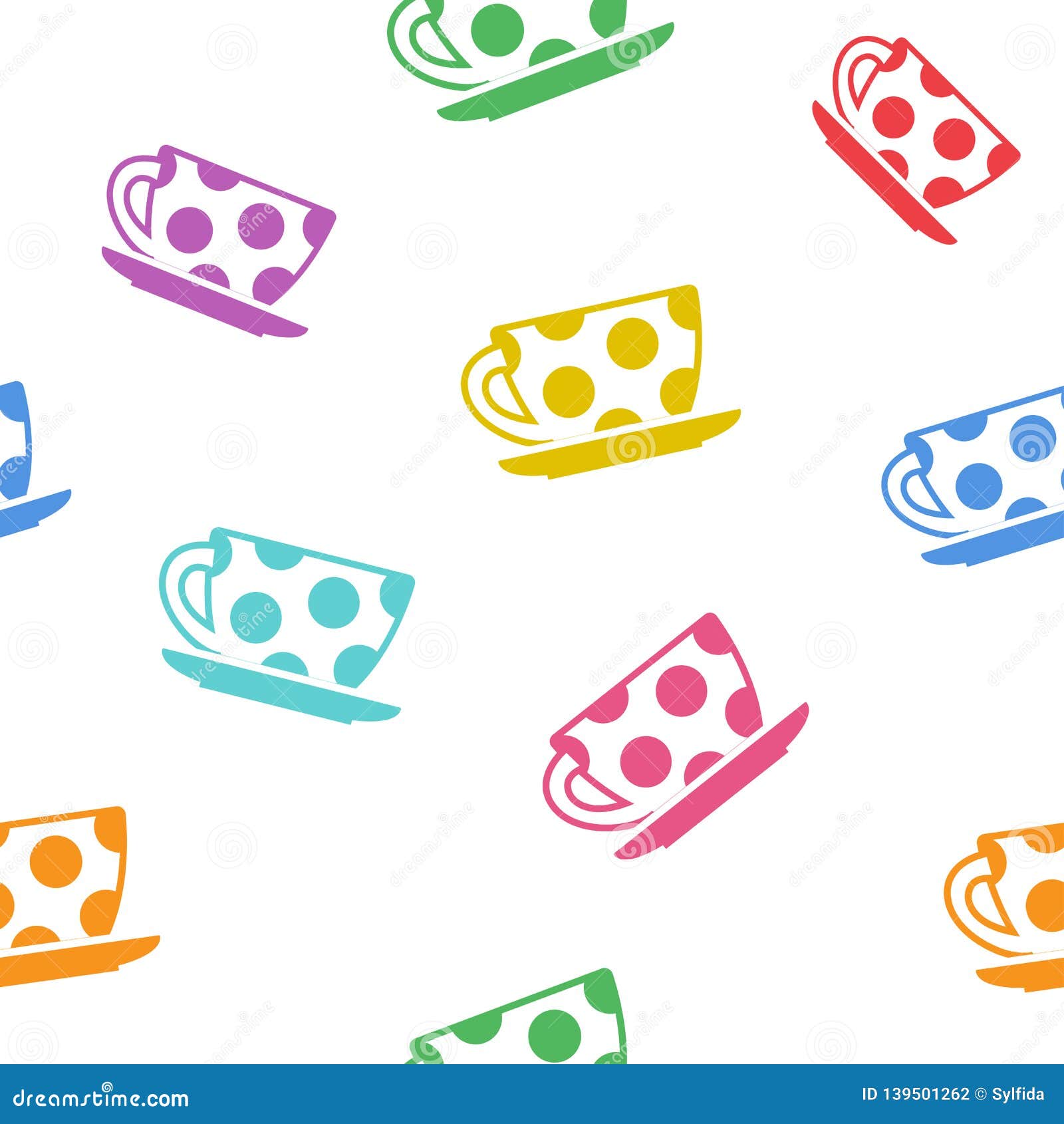 Seamless Pattern with Colorful Cups. Vector Illustration Stock ...