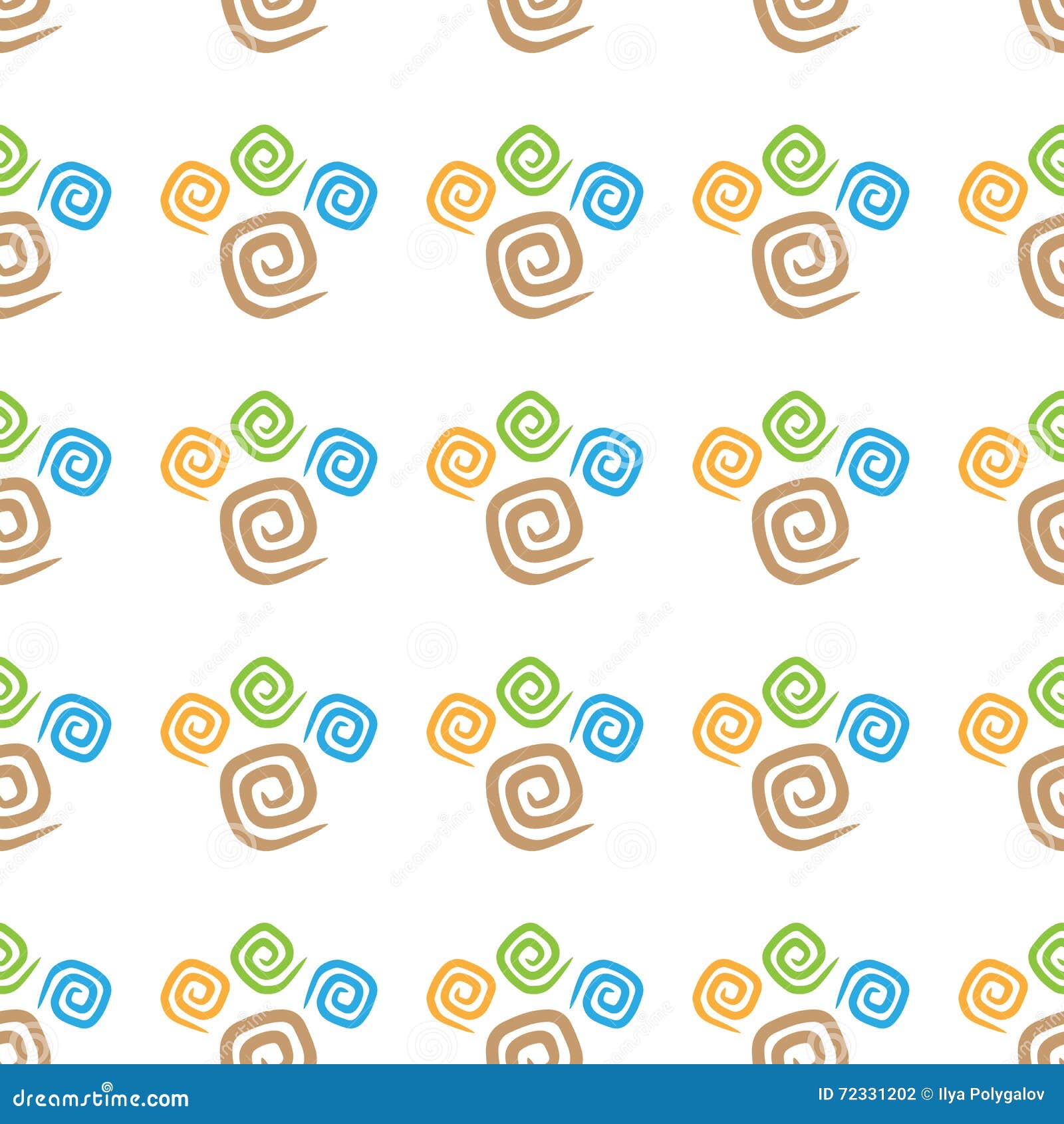 Seamless Pattern Colorful Curlicues Stock Illustration - Illustration ...
