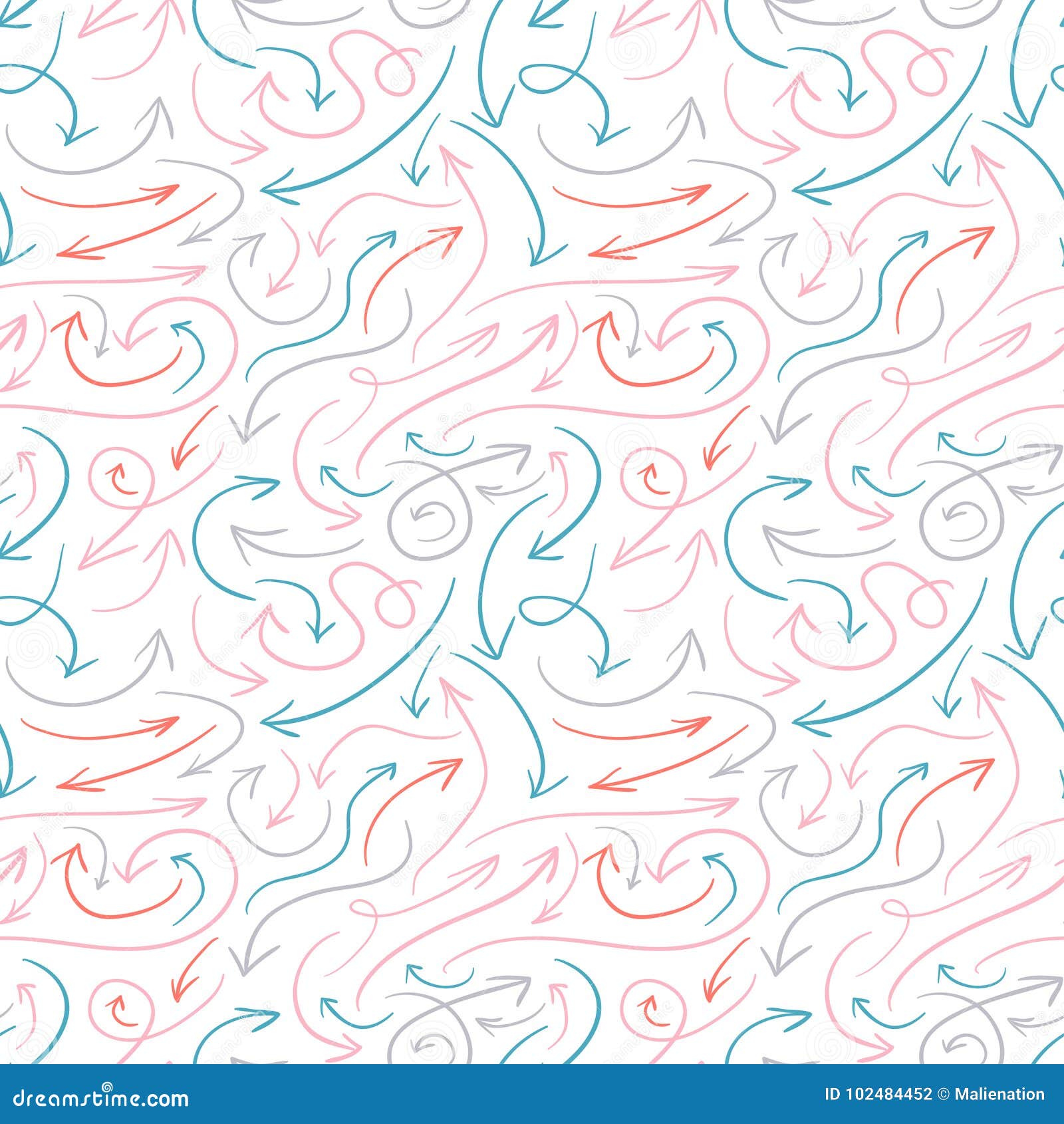 Seamless Pattern with Colorful Curved Arrows. Vector Illustration on ...