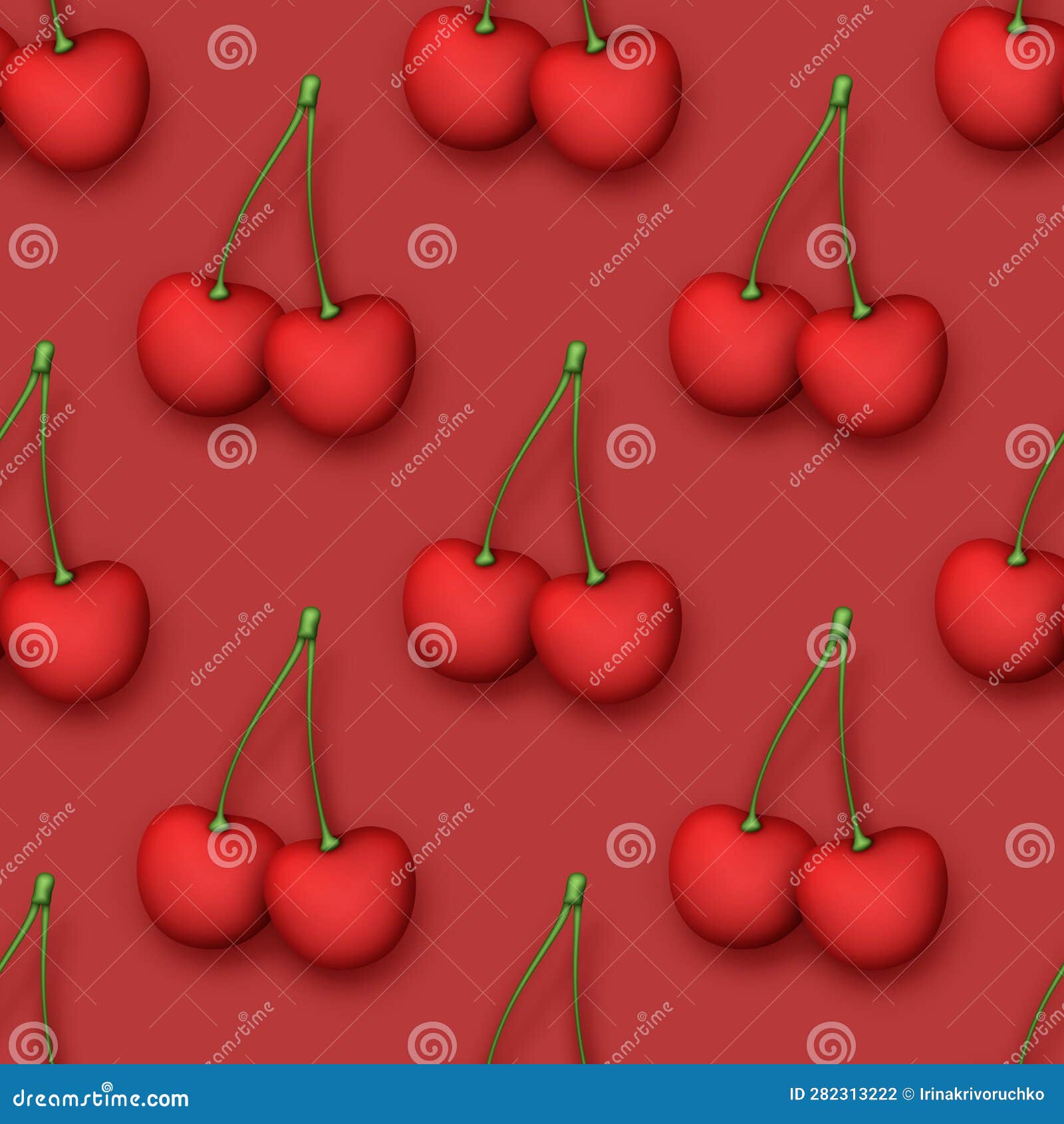 Seamless Pattern with Colorful Cute Cherries in Modern Plastic Style ...