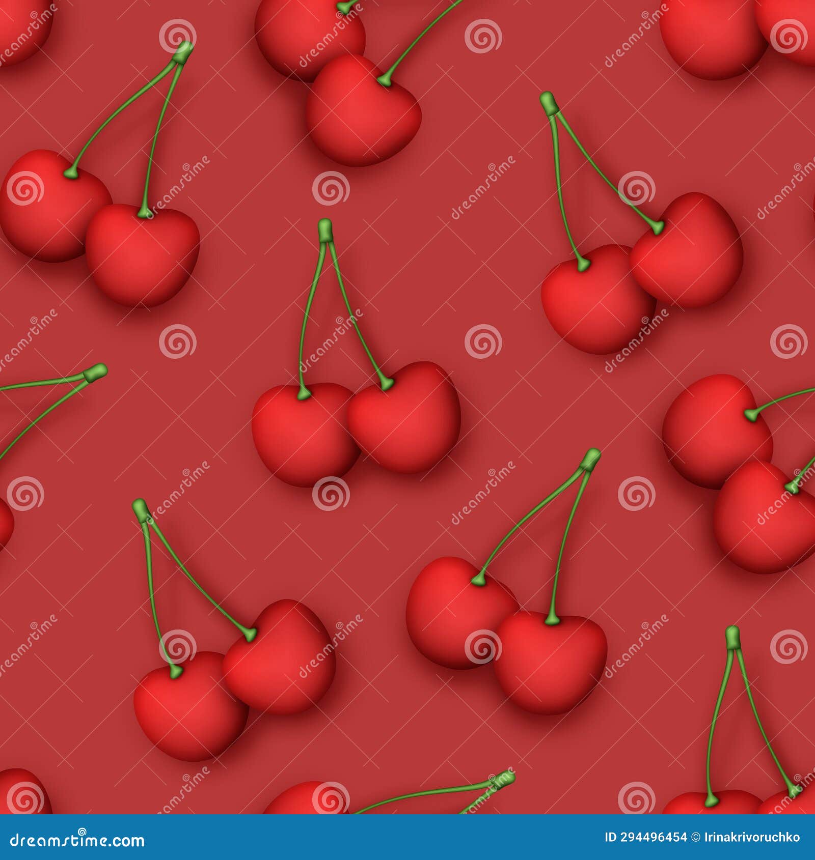 Seamless Pattern with Colorful Cute Cherries in Modern Plastic Style ...