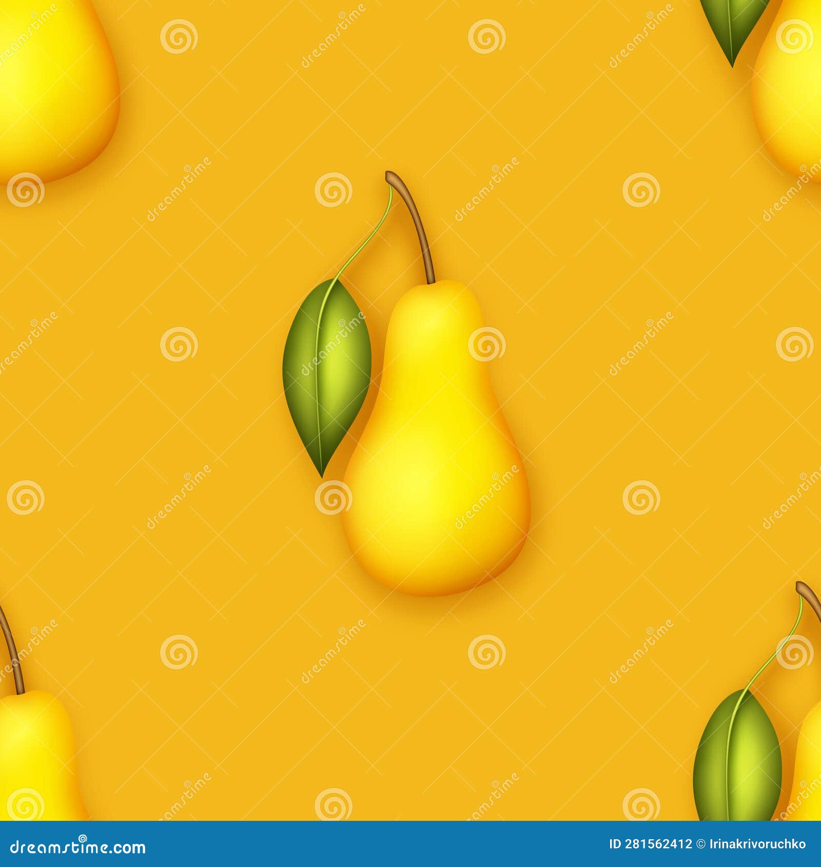 Seamless Pattern with Colorful Cute Pear in Modern Plastic Style Stock ...