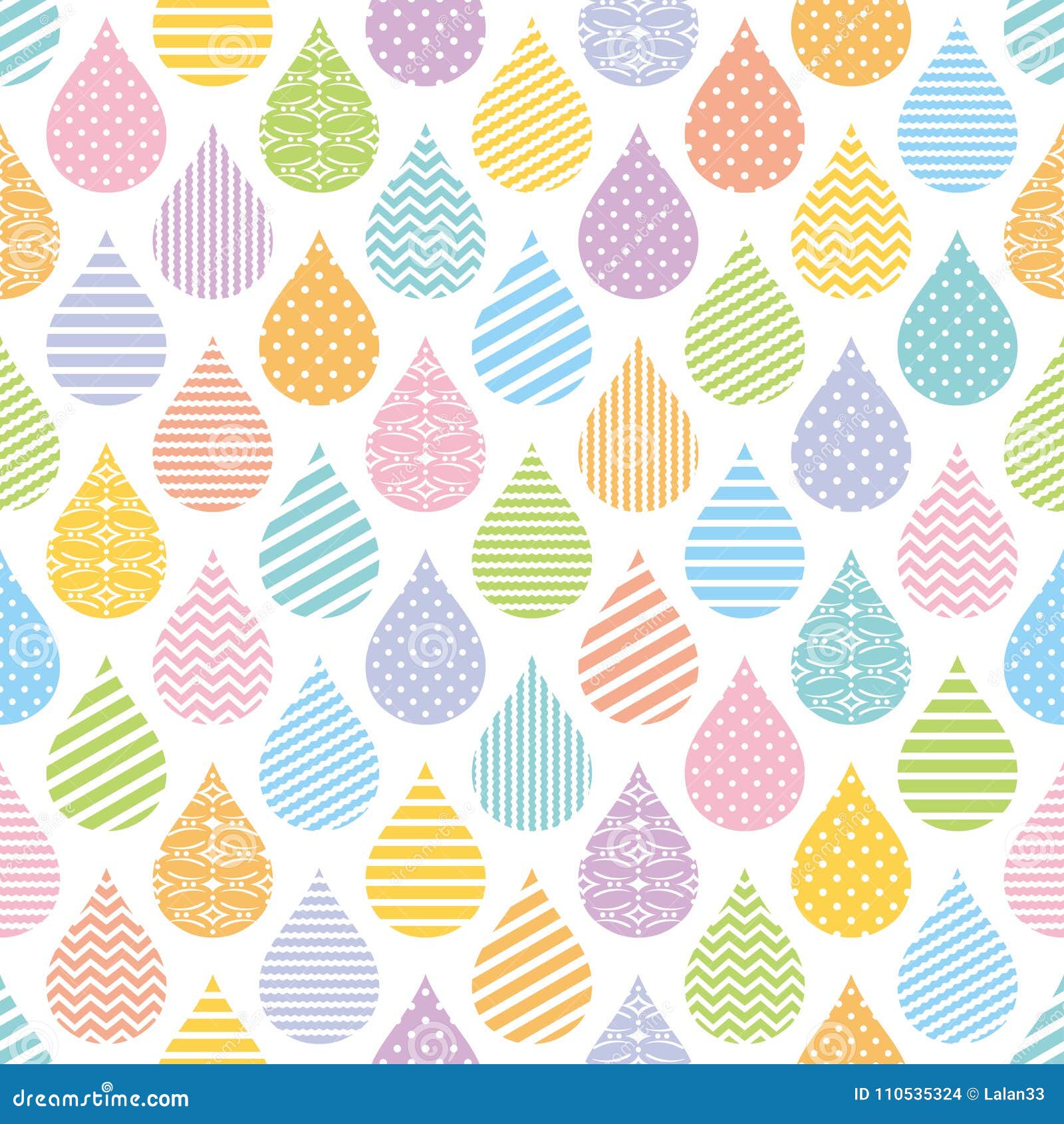 Seamless Pattern with Colorful Decorative Raindrops. Stock Vector ...