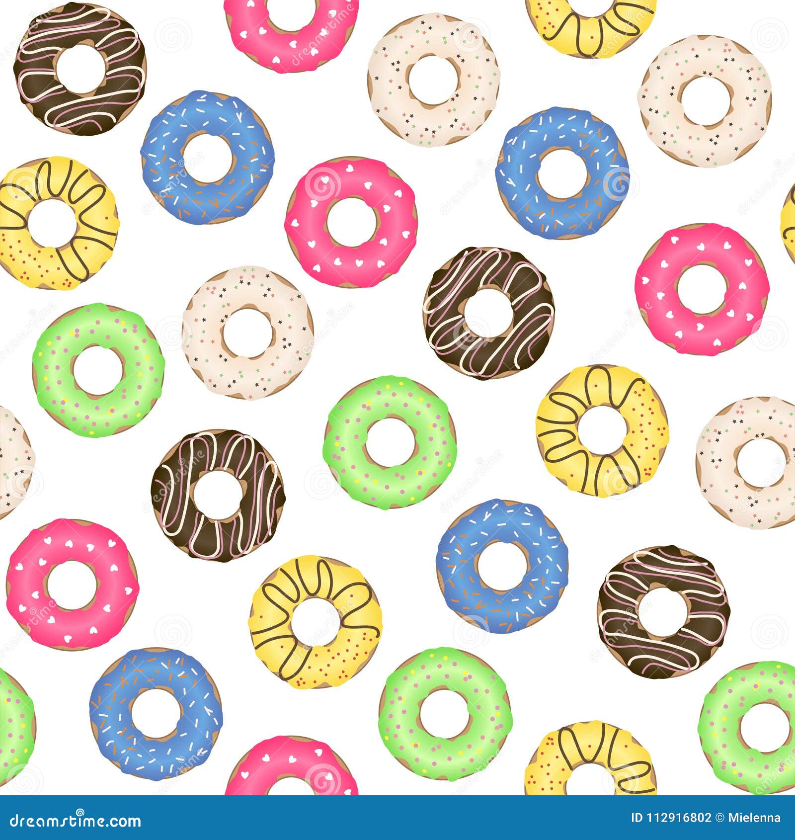 The Seamless Pattern with Colorful and Delicious Donuts. Vector. Stock ...