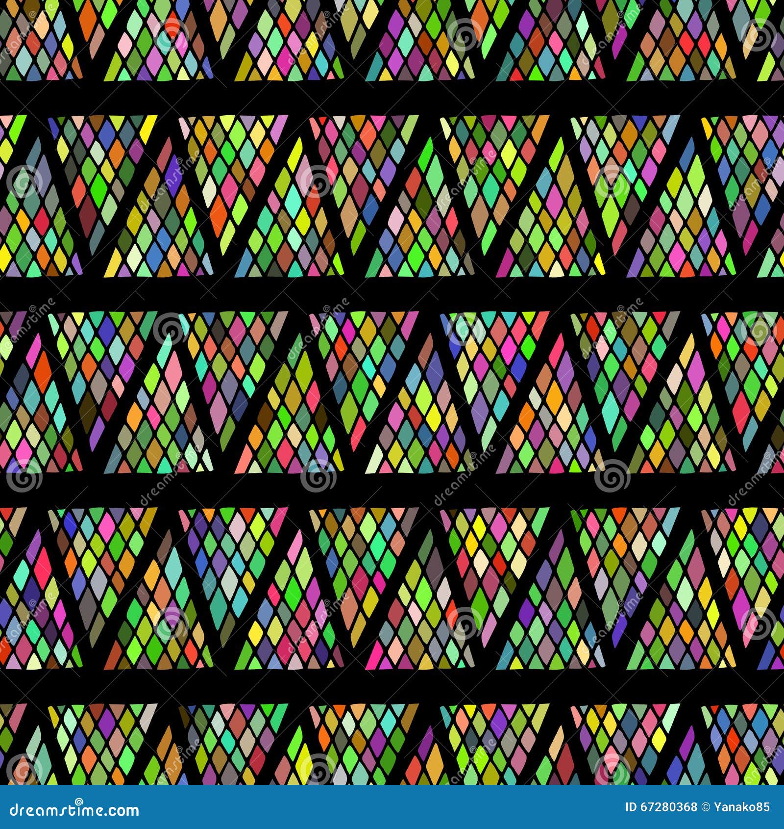 Seamless Pattern Colorful Doodle Triangles Stock Vector - Illustration ...