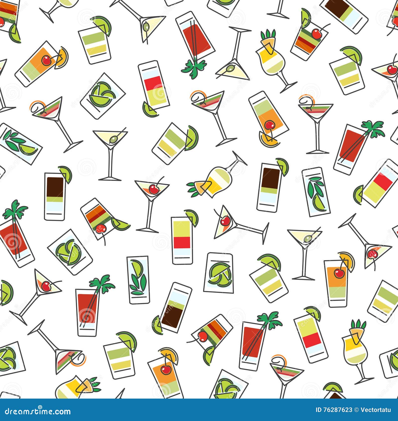 Seamless Pattern with Colorful Drinks Stock Vector - Illustration of ...