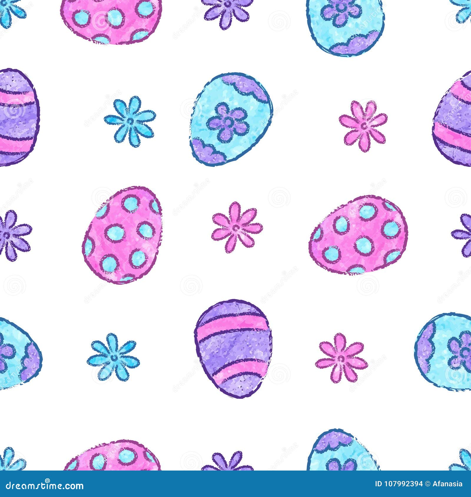 Seamless Pattern with Colorful Easter Eggs and Flowers. Stock Vector ...