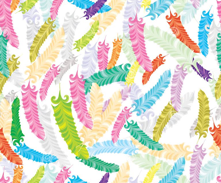 Seamless Pattern with Colorful Feather Stock Vector - Illustration of ...