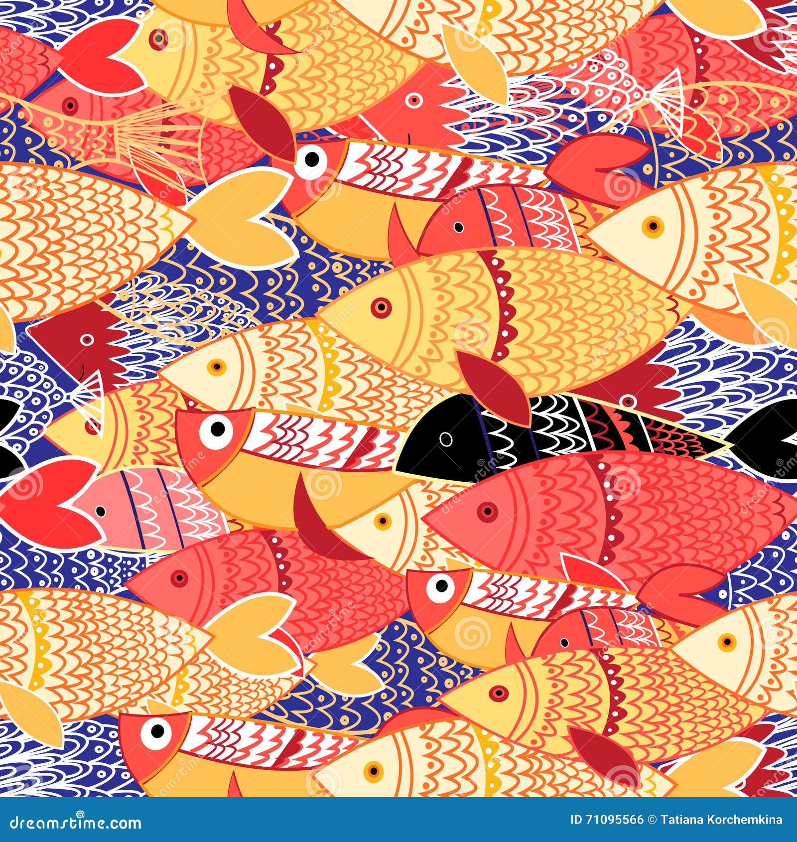 Seamless Pattern of Colorful Fish Stock Vector - Illustration of ...