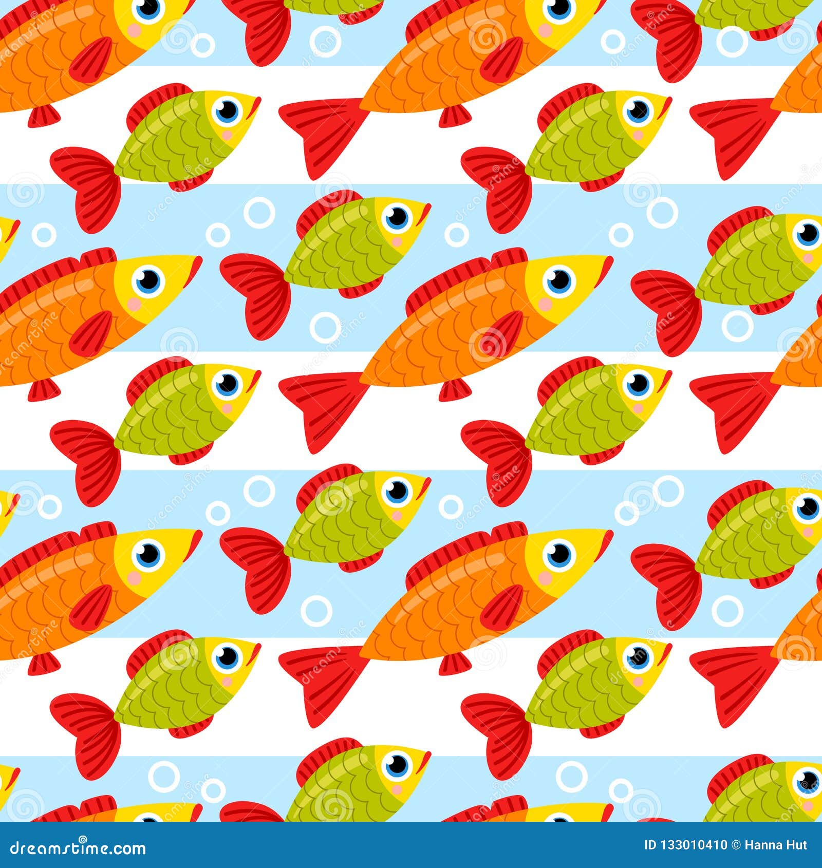 Seamless Pattern from Colorful Fish Cartoon Stock Vector - Illustration ...