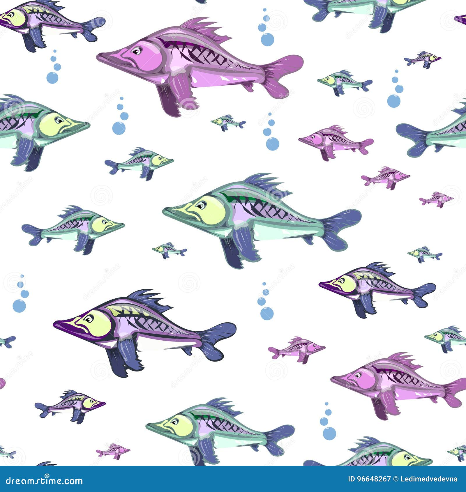 Seamless Pattern of Colorful Fish, Vector Illustration. Stock Vector ...