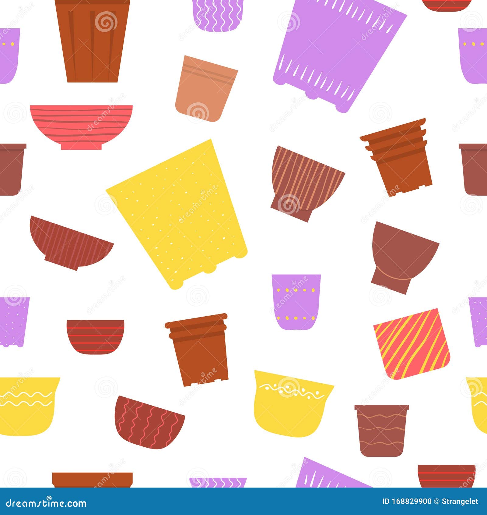 Seamless Pattern from Colorful Flower Pots. Vector. Stock Vector ...