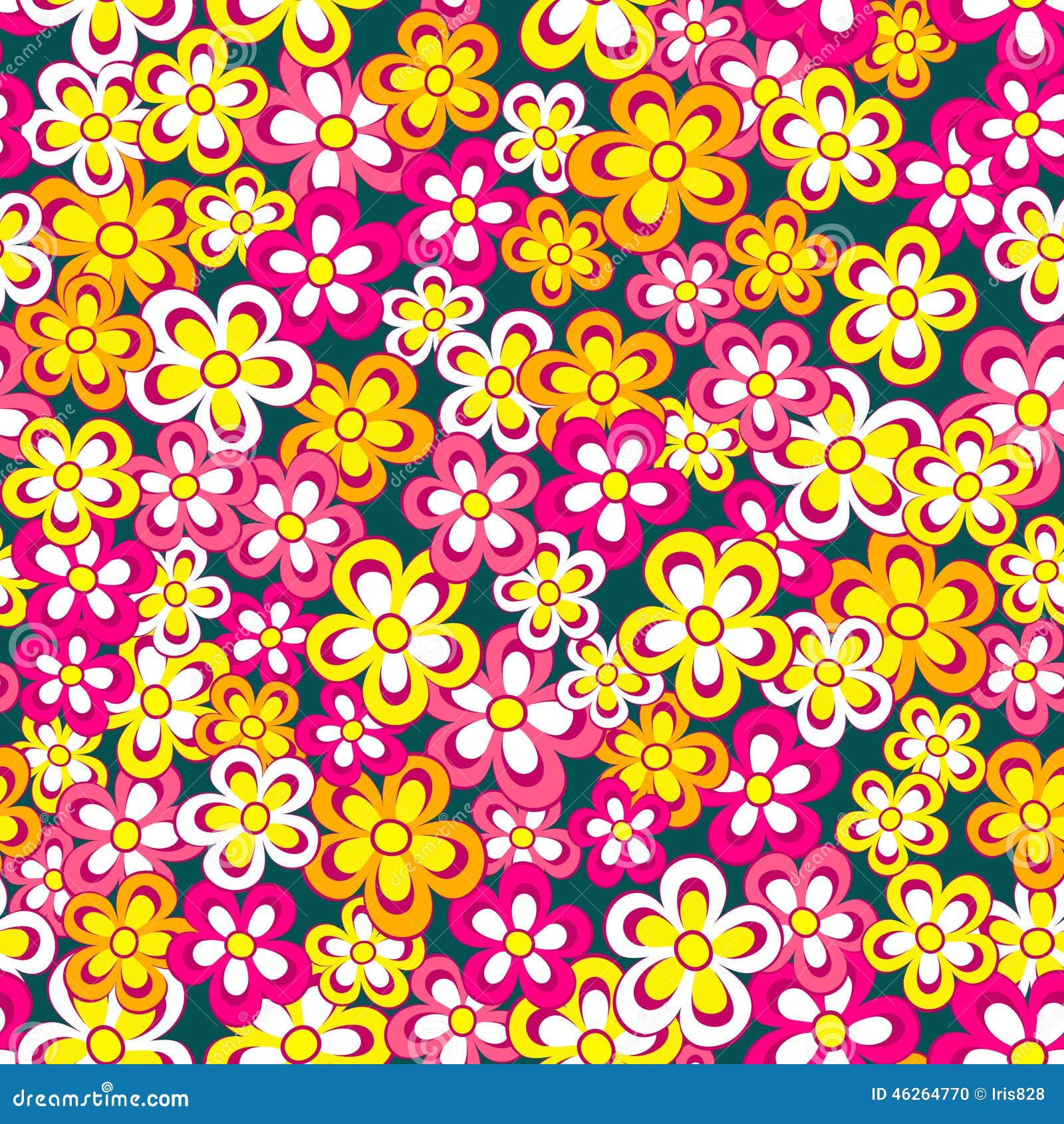 Seamless, Pattern of Colorful Flowes Stock Illustration - Illustration ...