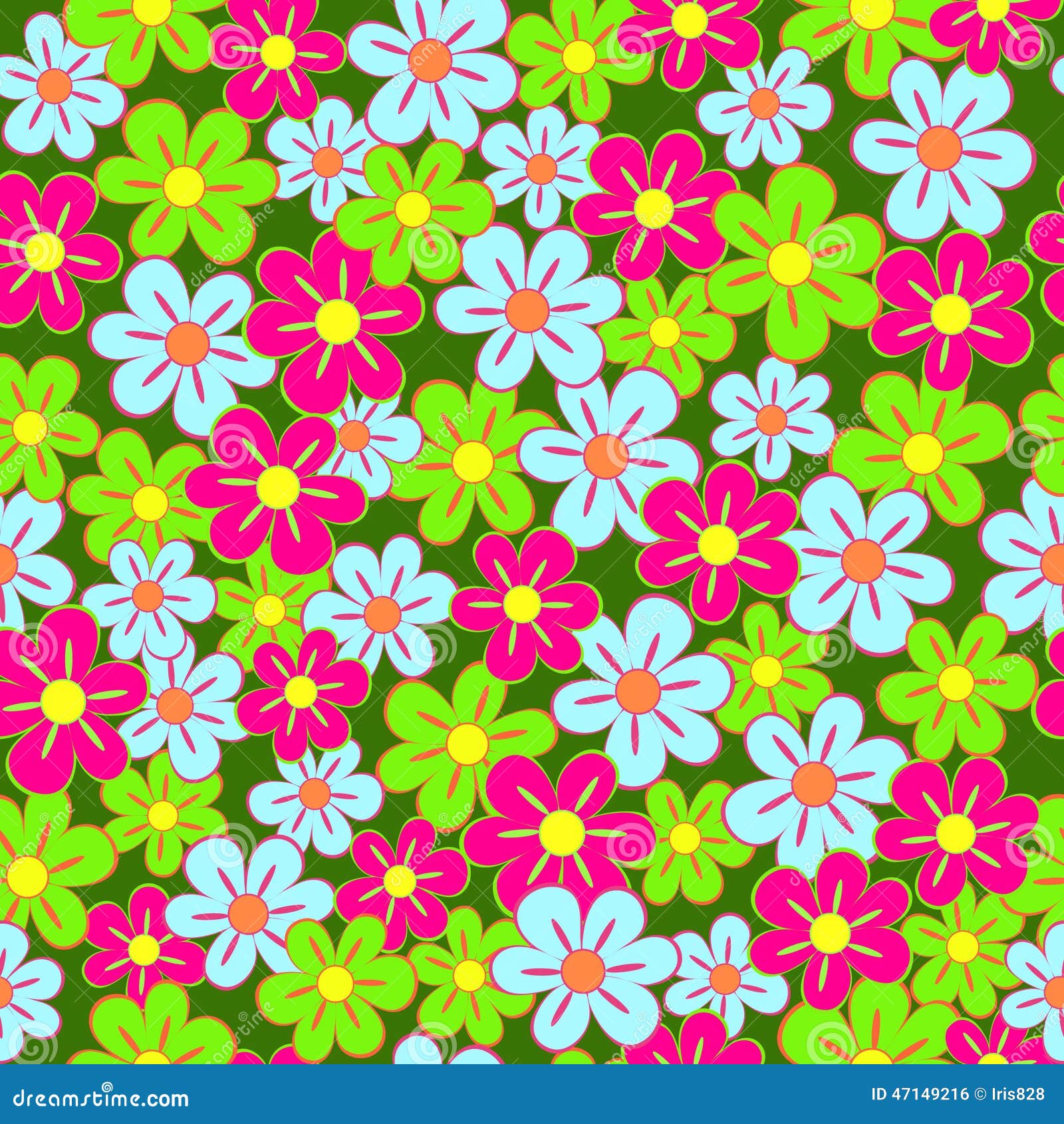 Seamless, Pattern of Colorful Flowes Stock Vector - Illustration of ...