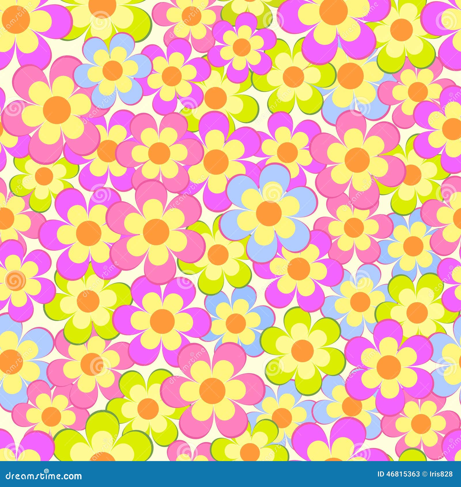 Seamless, Pattern of Colorful Flowes Stock Vector - Illustration of ...