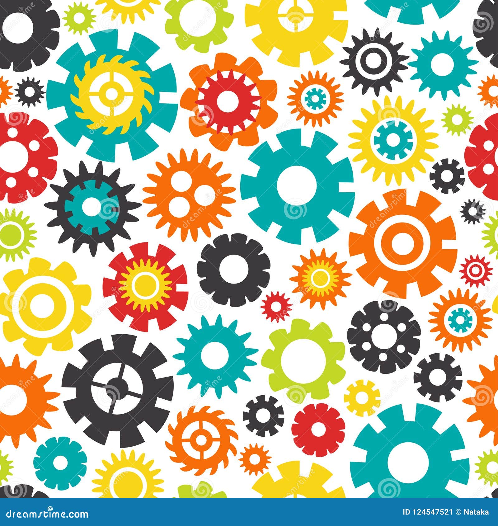 Seamless Pattern with Colorful Gears Stock Vector - Illustration of ...