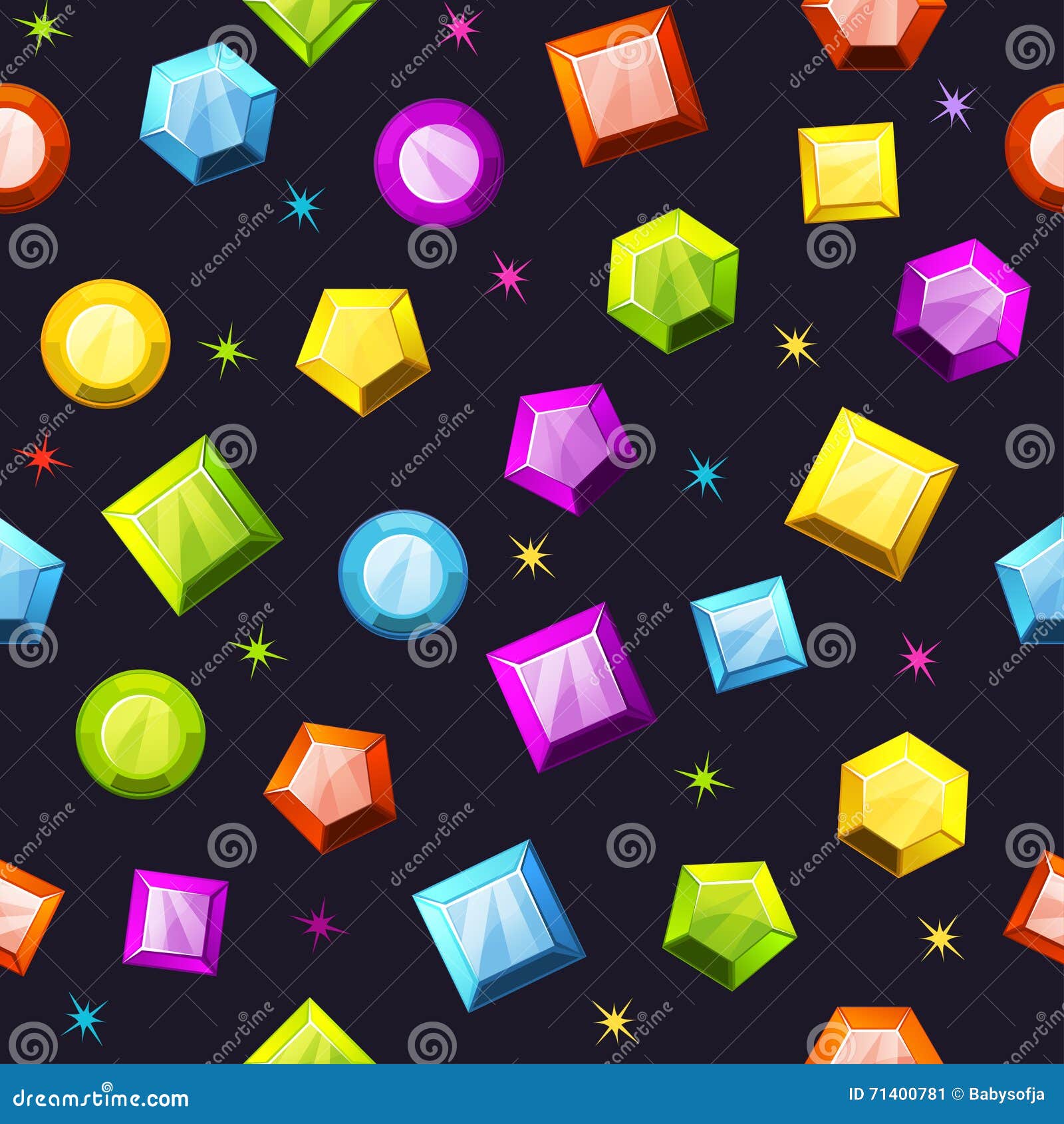 Seamless Pattern with Colorful Gemstones Stock Vector - Illustration of ...