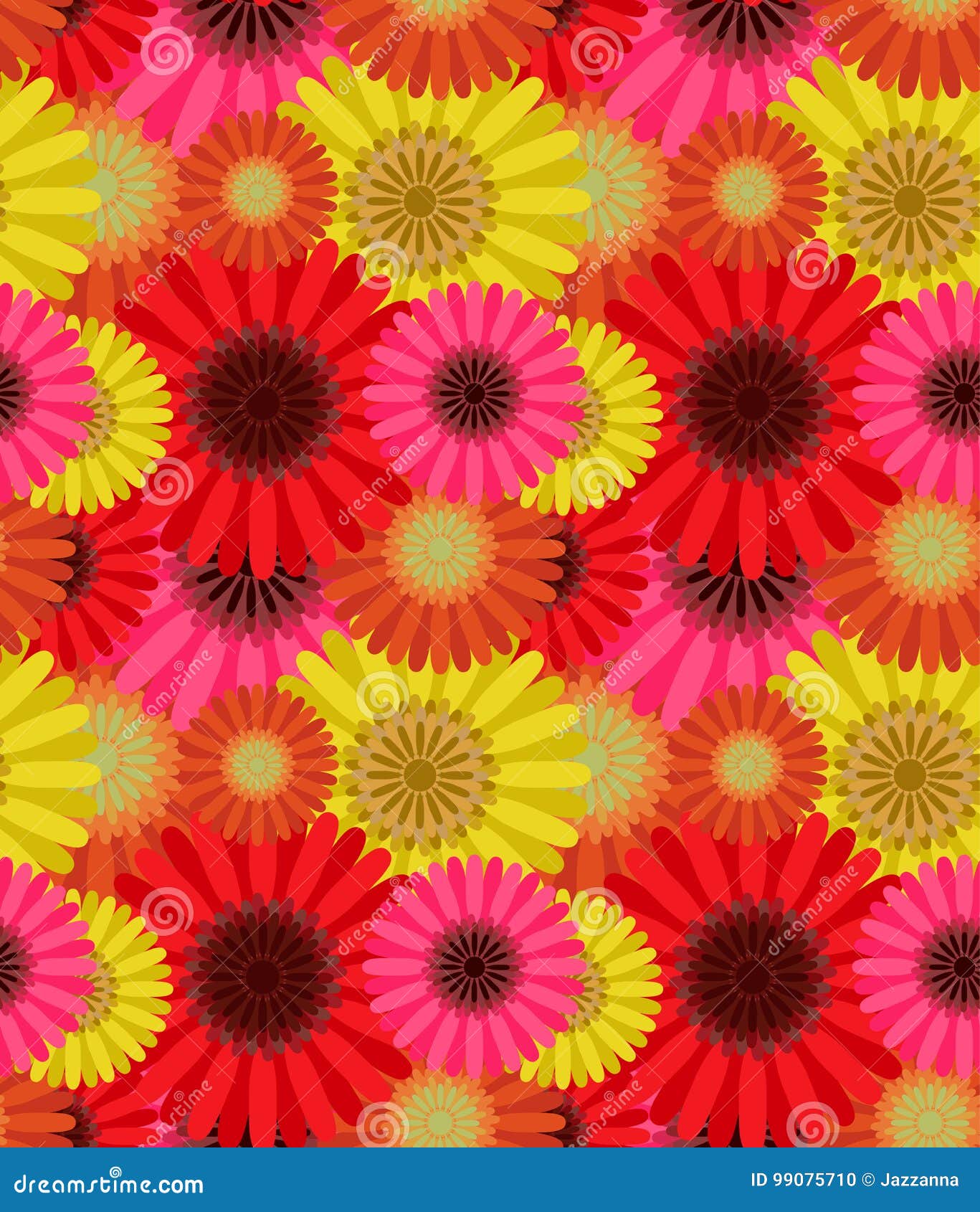 Seamless Pattern Colorful Gerbera Flowers Stock Vector - Illustration of fabric, design: 99075710