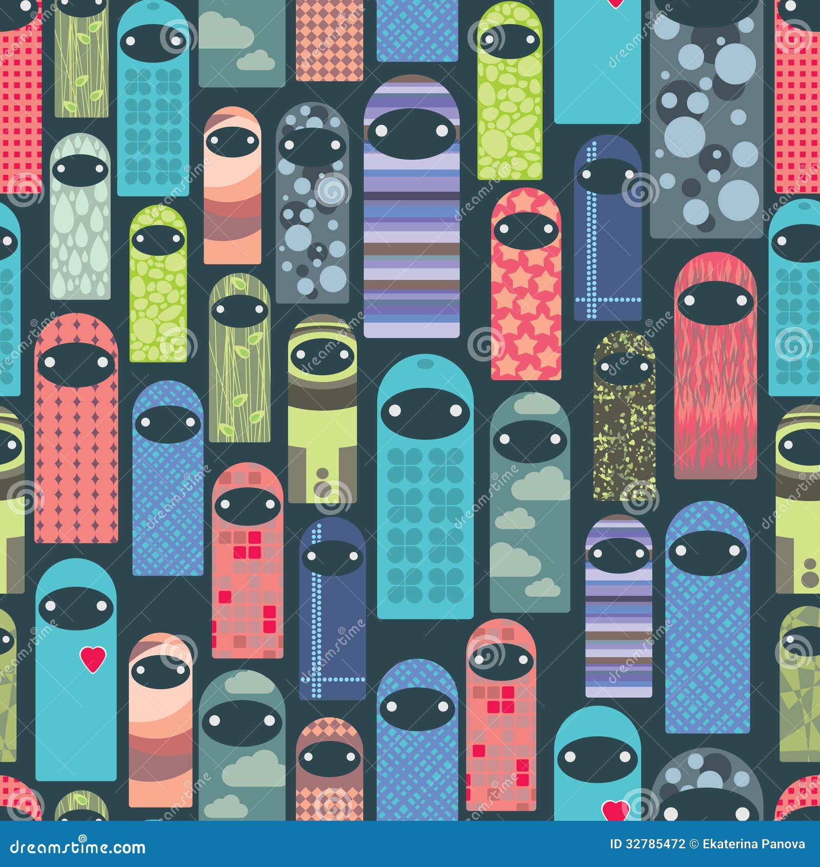 Seamless Pattern with Colorful Ghosts. Stock Vector - Illustration of ...