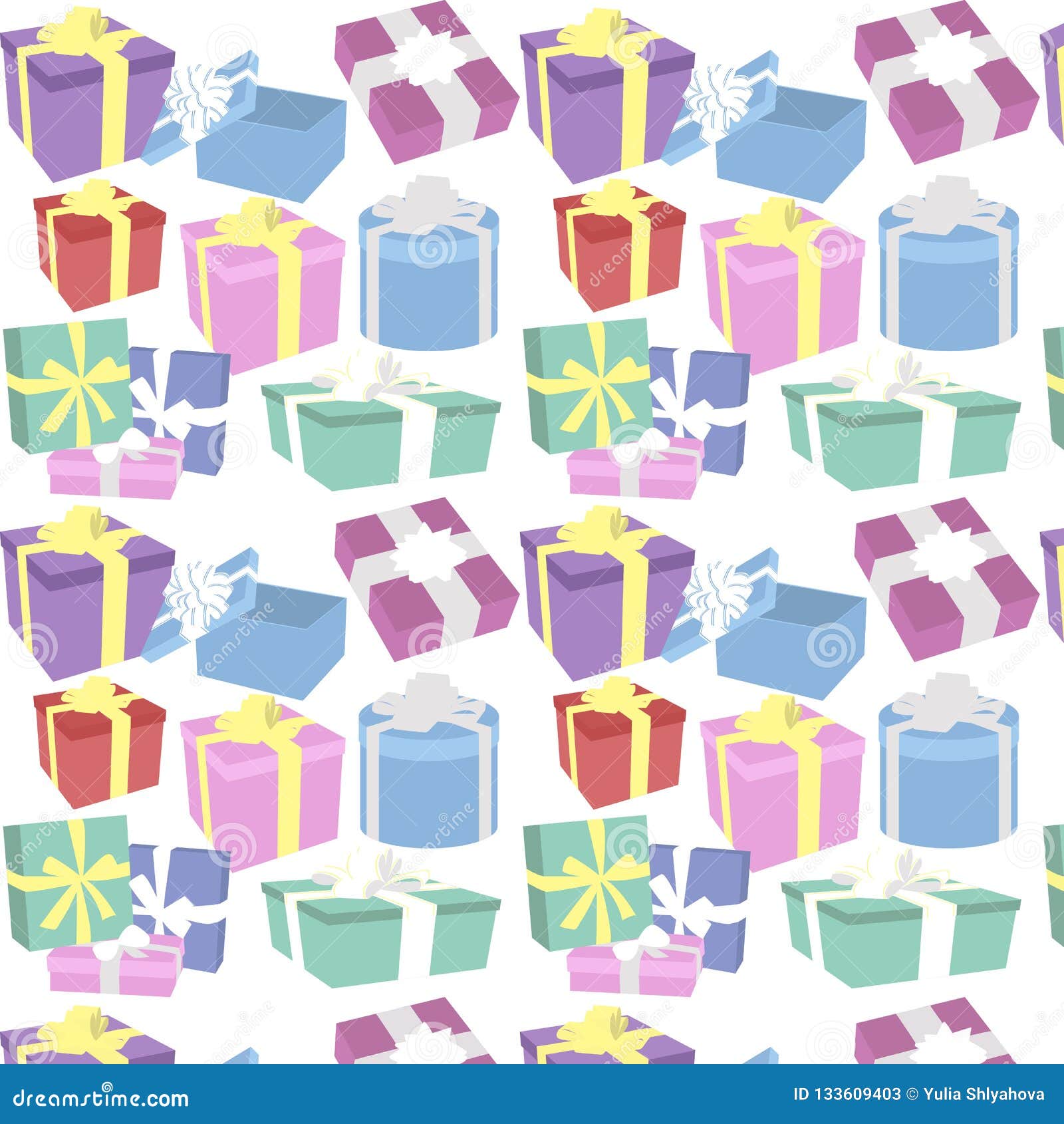 Seamless Pattern with Colorful Gift Boxes. Stock Vector - Illustration ...