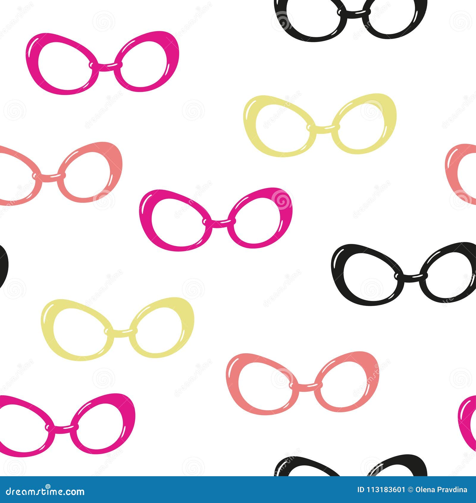 Seamless Pattern with Colorful Glasses on a White Background. Vector ...