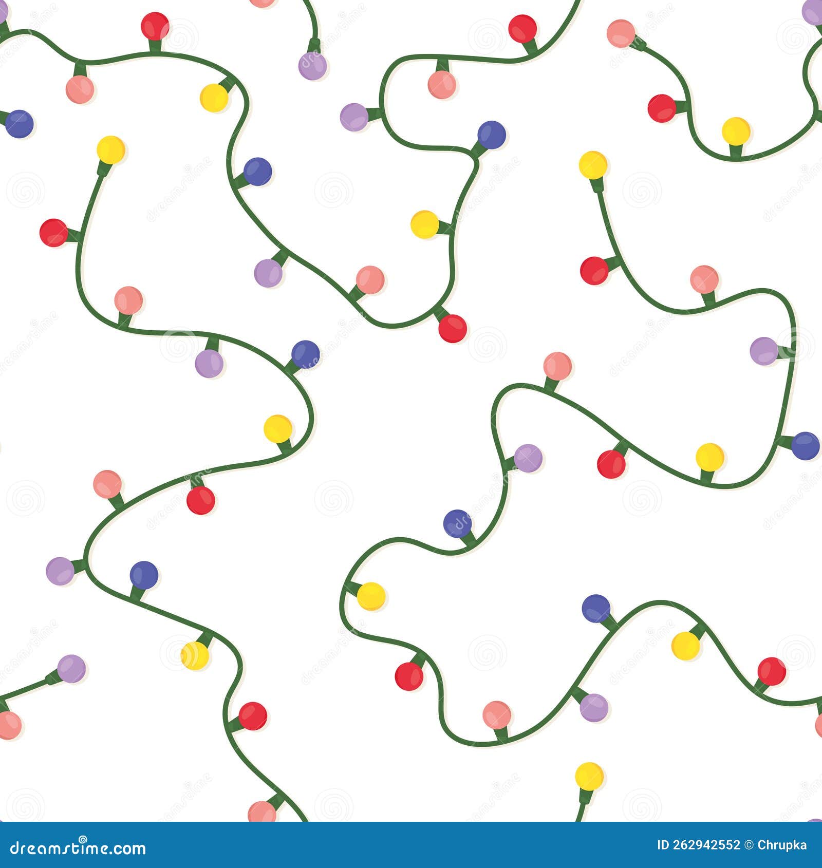 Seamless Pattern with Colorful Glowing Christmas Tree Lights- Stock ...