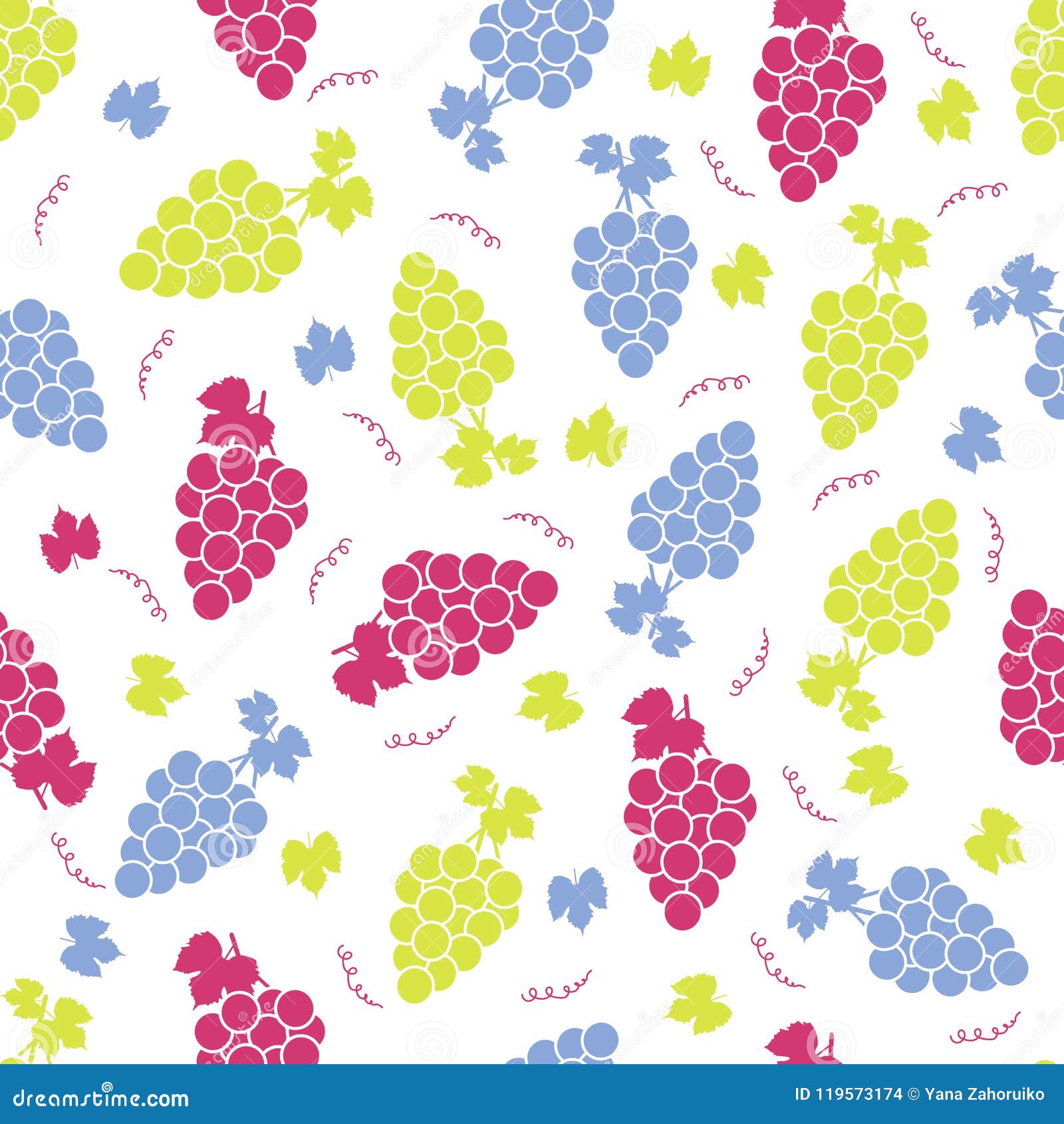 Seamless Pattern with Colorful Grapes on the White Background. Stock ...