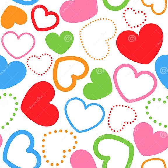 Seamless Pattern with Colorful Hearts Stock Vector - Illustration of ...