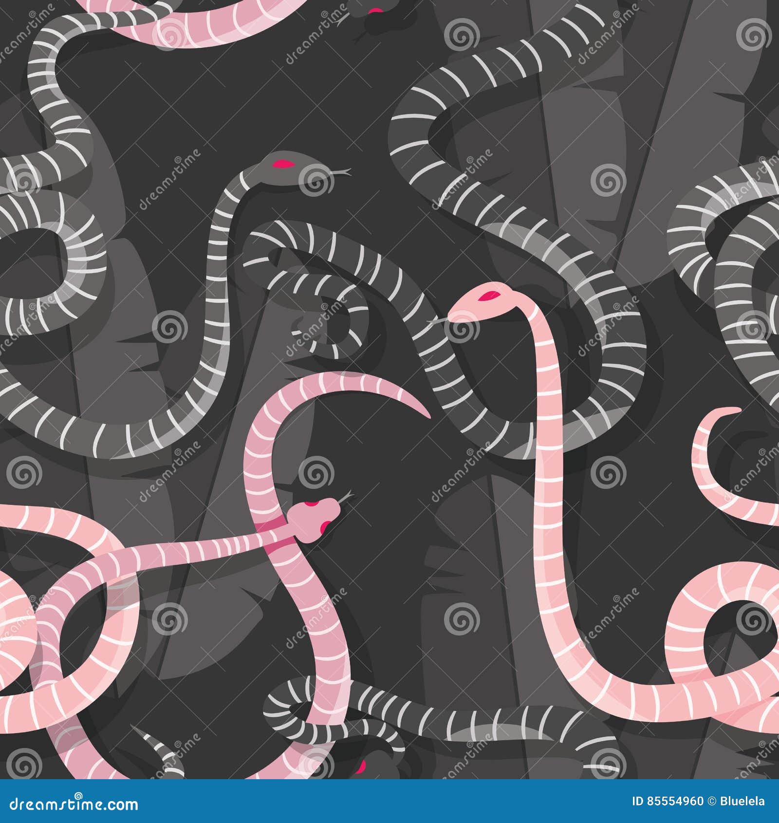 Seamless Pattern with Colorful Intertwined Striped Rain Forest Snakes ...