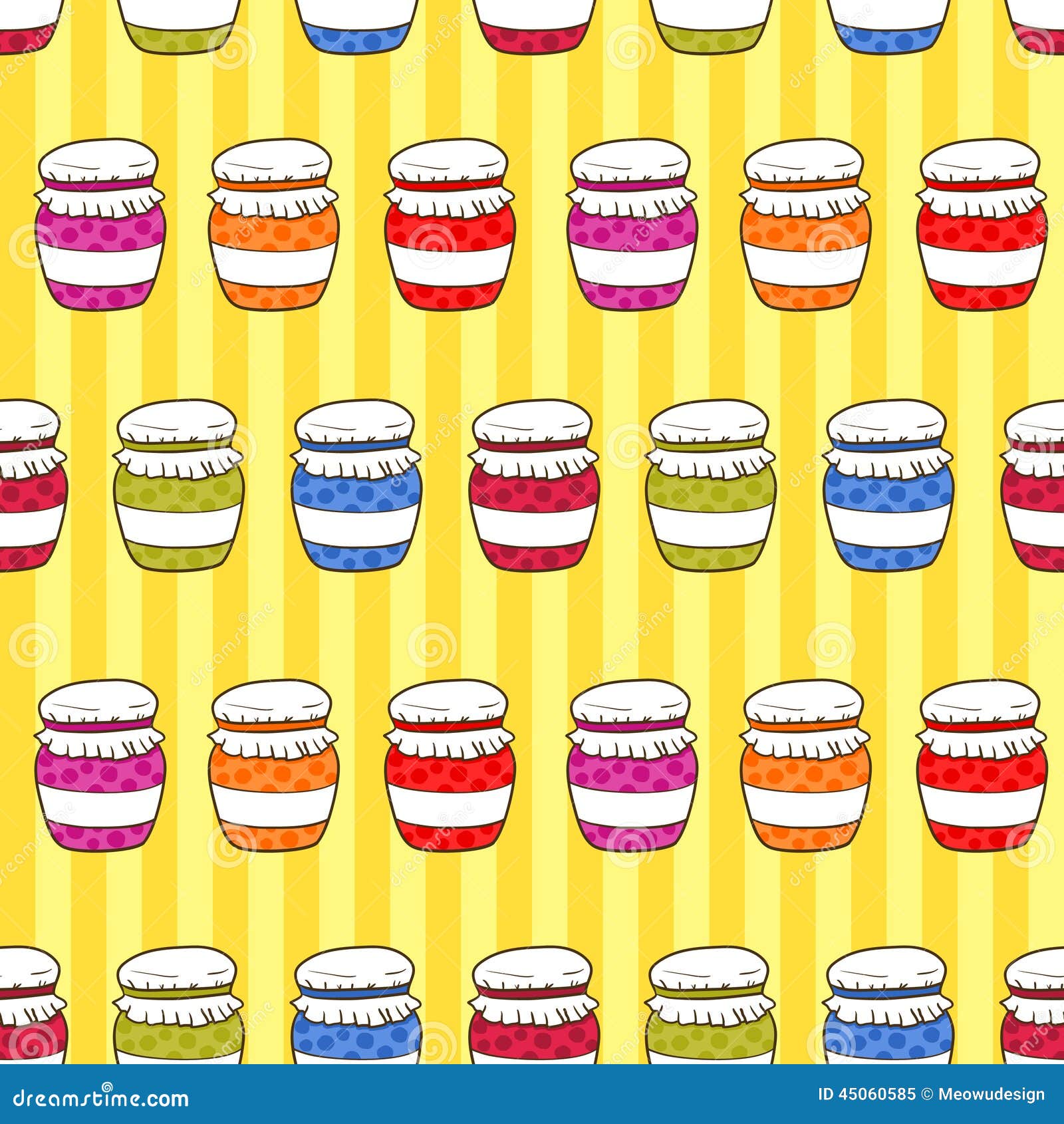Seamless Pattern Colorful Jars with Jam in Doodle Stock Vector ...