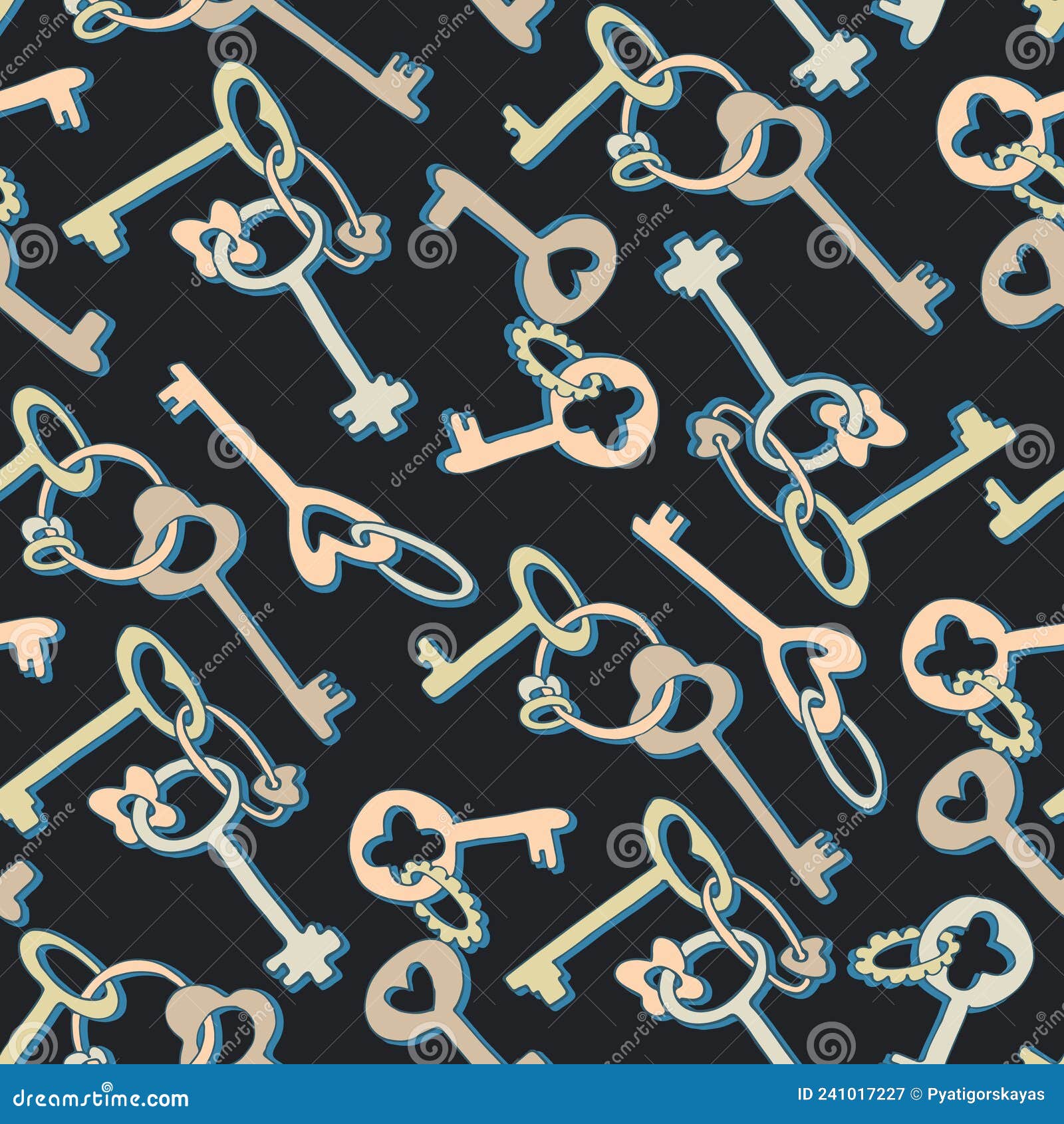 Seamless Pattern with Colorful Keys, Key Chains Stock Vector ...