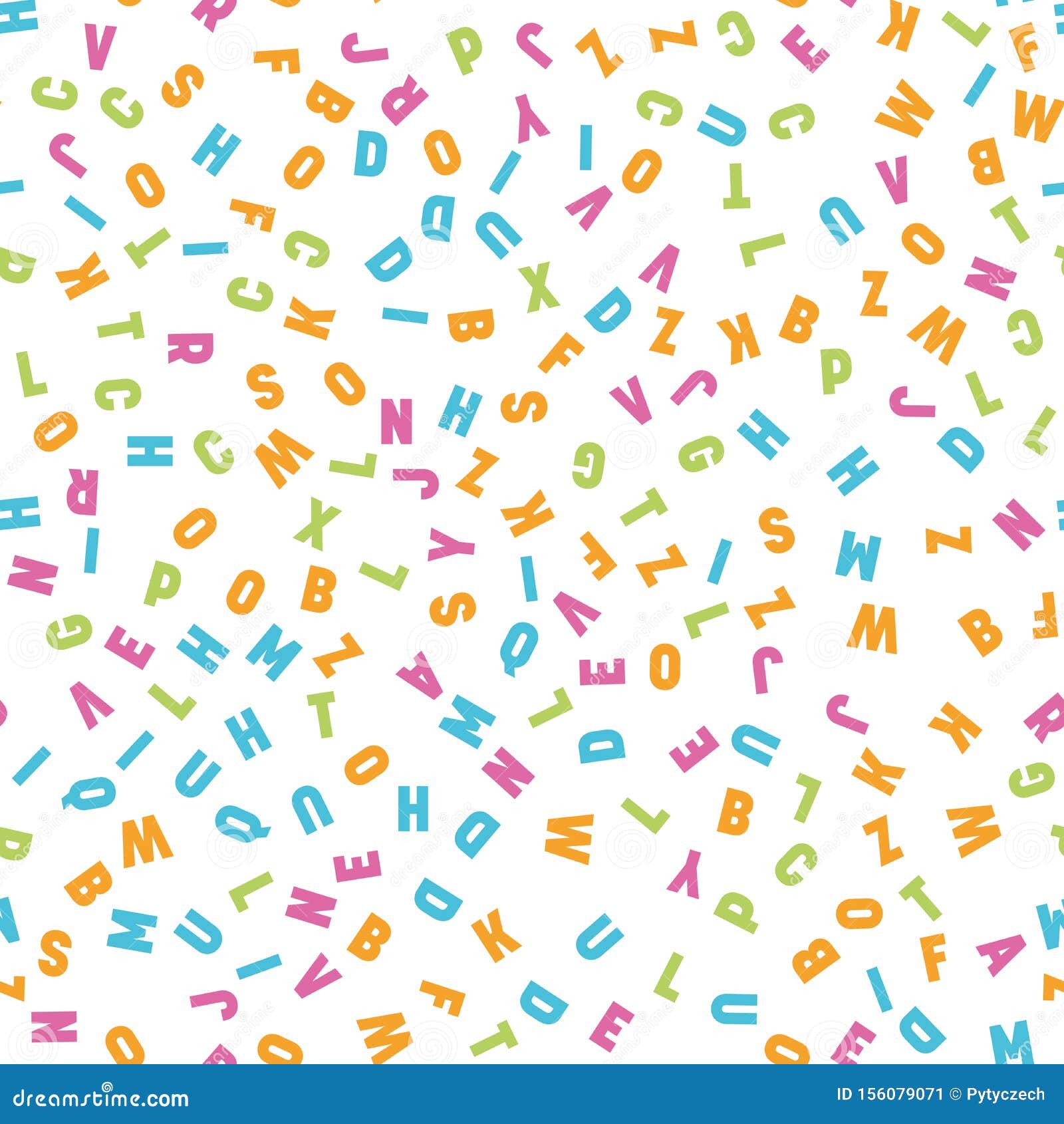 Seamless Pattern of Colorful Letters. Random Order Signs Stock Vector ...