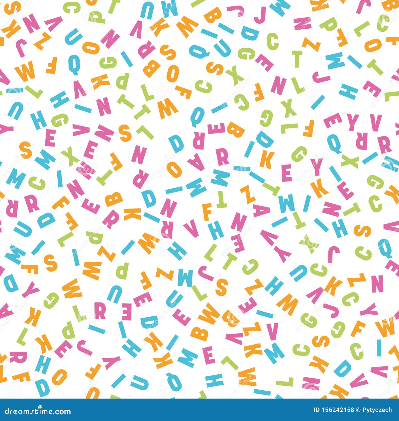Seamless Pattern of Colorful Letters. Random Order Signs Stock Vector ...