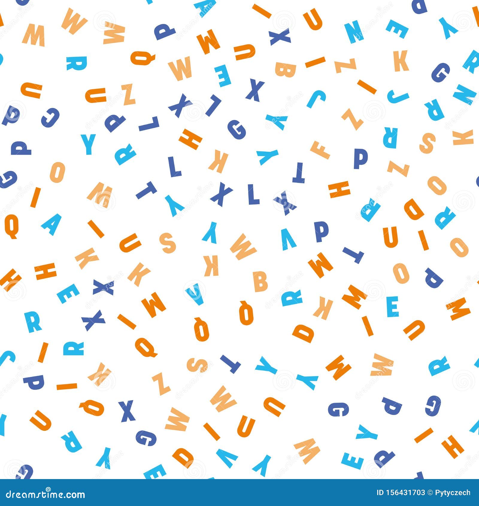 Seamless Pattern of Colorful Letters. Random Order Signs Stock Vector ...