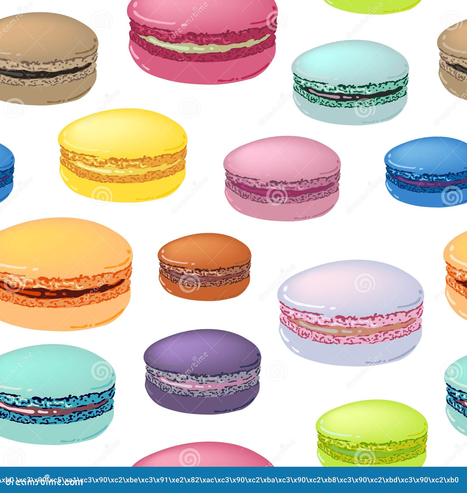 Seamless Pattern with Colorful Macaroon Cookies. Stock Vector ...