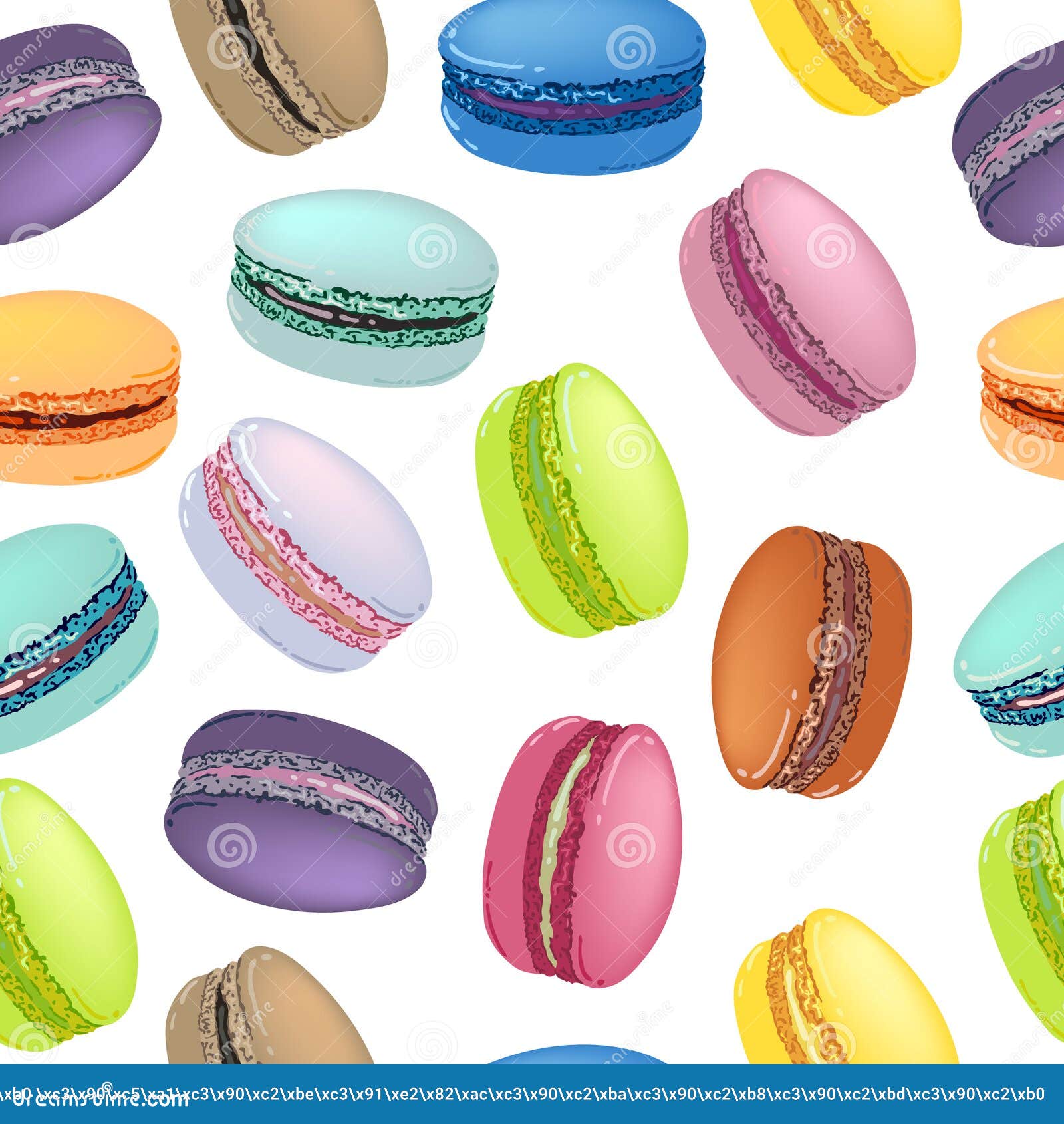 Seamless Pattern with Colorful Macaroon Cookies. Stock Vector ...