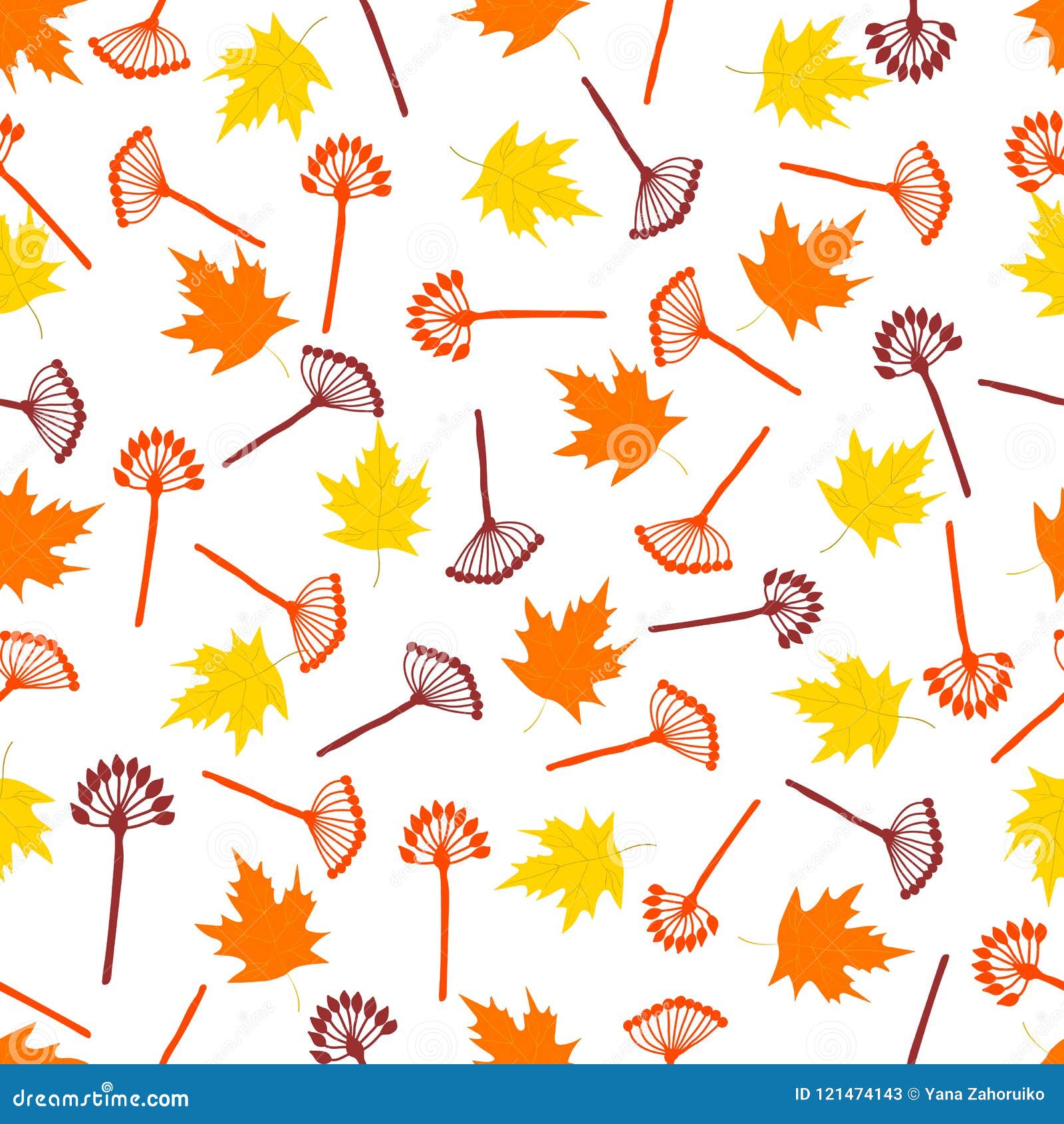 Seamless Pattern with Colorful Maple Leaves and Branches on the Stock ...