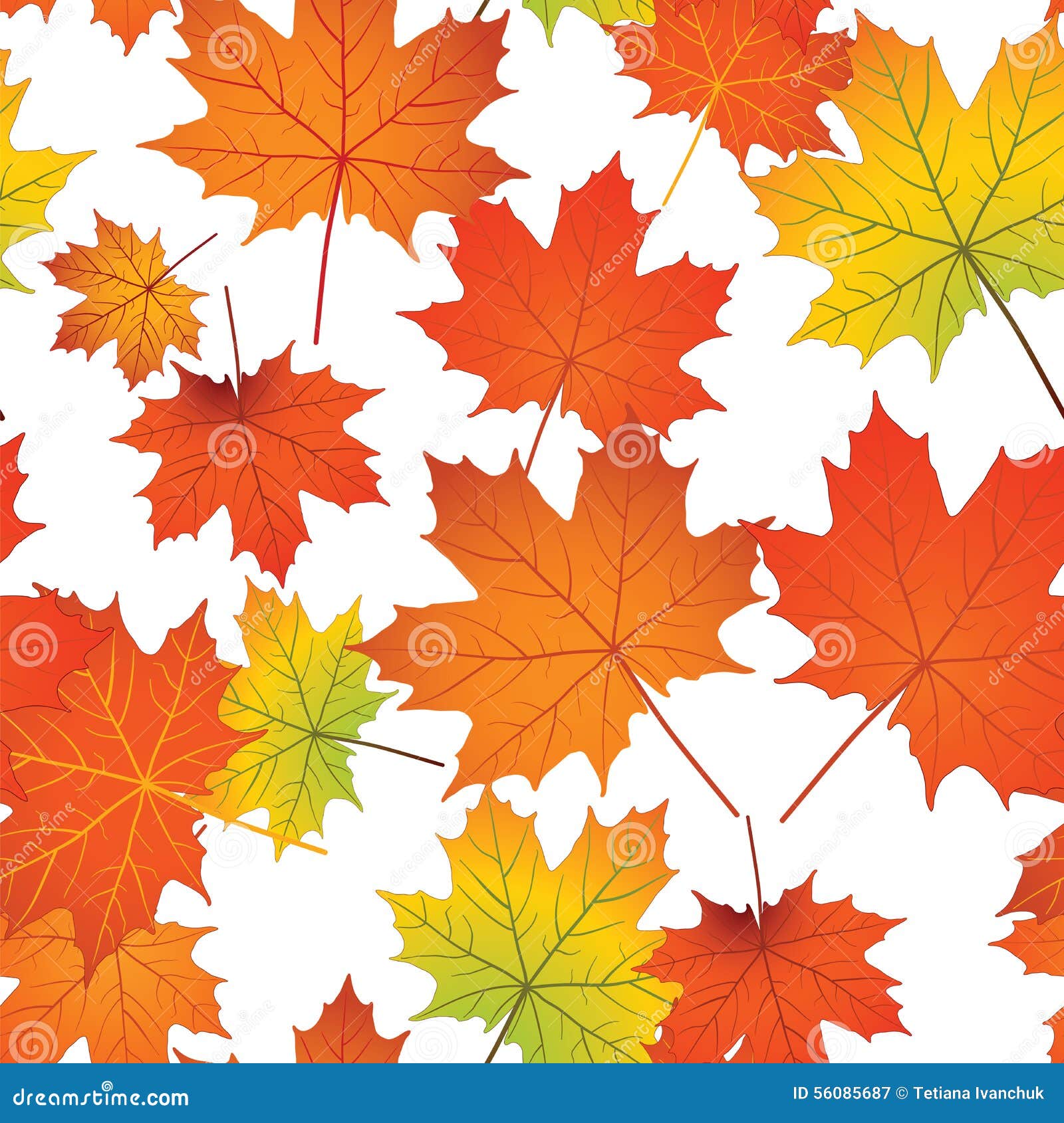 Seamless Pattern with Colorful Maple Leaves Stock Vector - Illustration ...