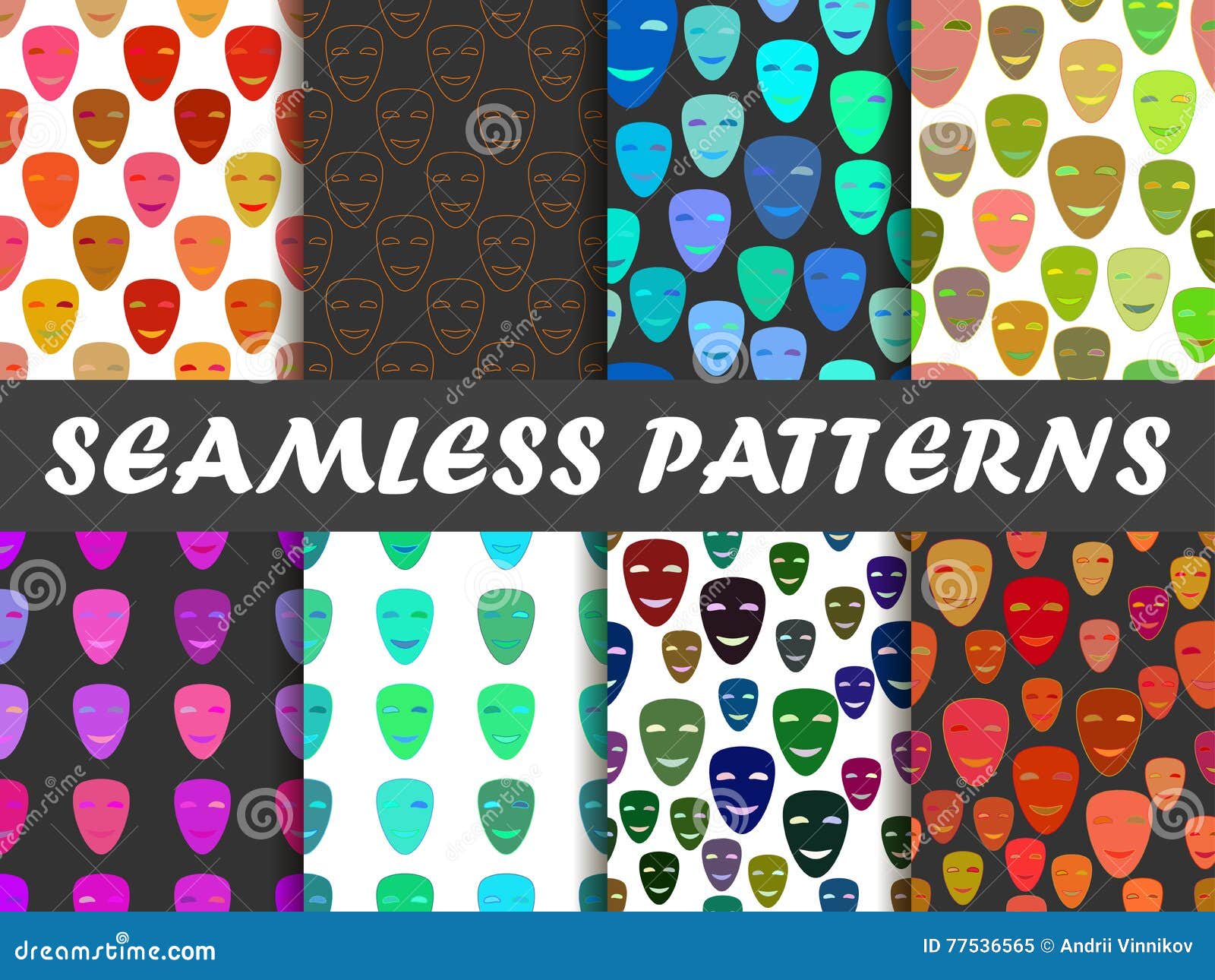 Seamless Pattern with Colorful Masks. Stock Vector - Illustration of ...
