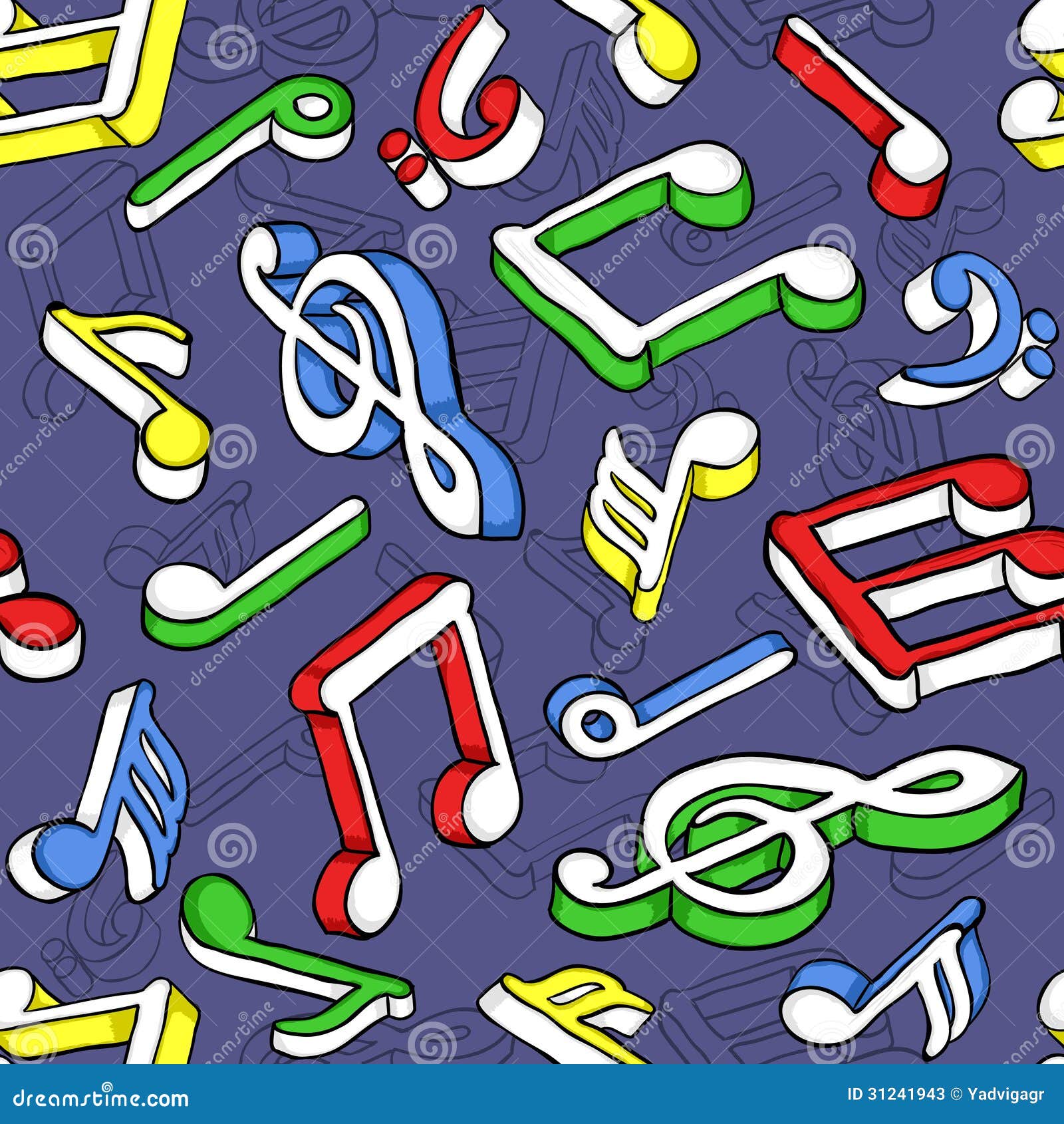 Seamless Pattern with Colorful Music Notes Stock Vector - Illustration ...